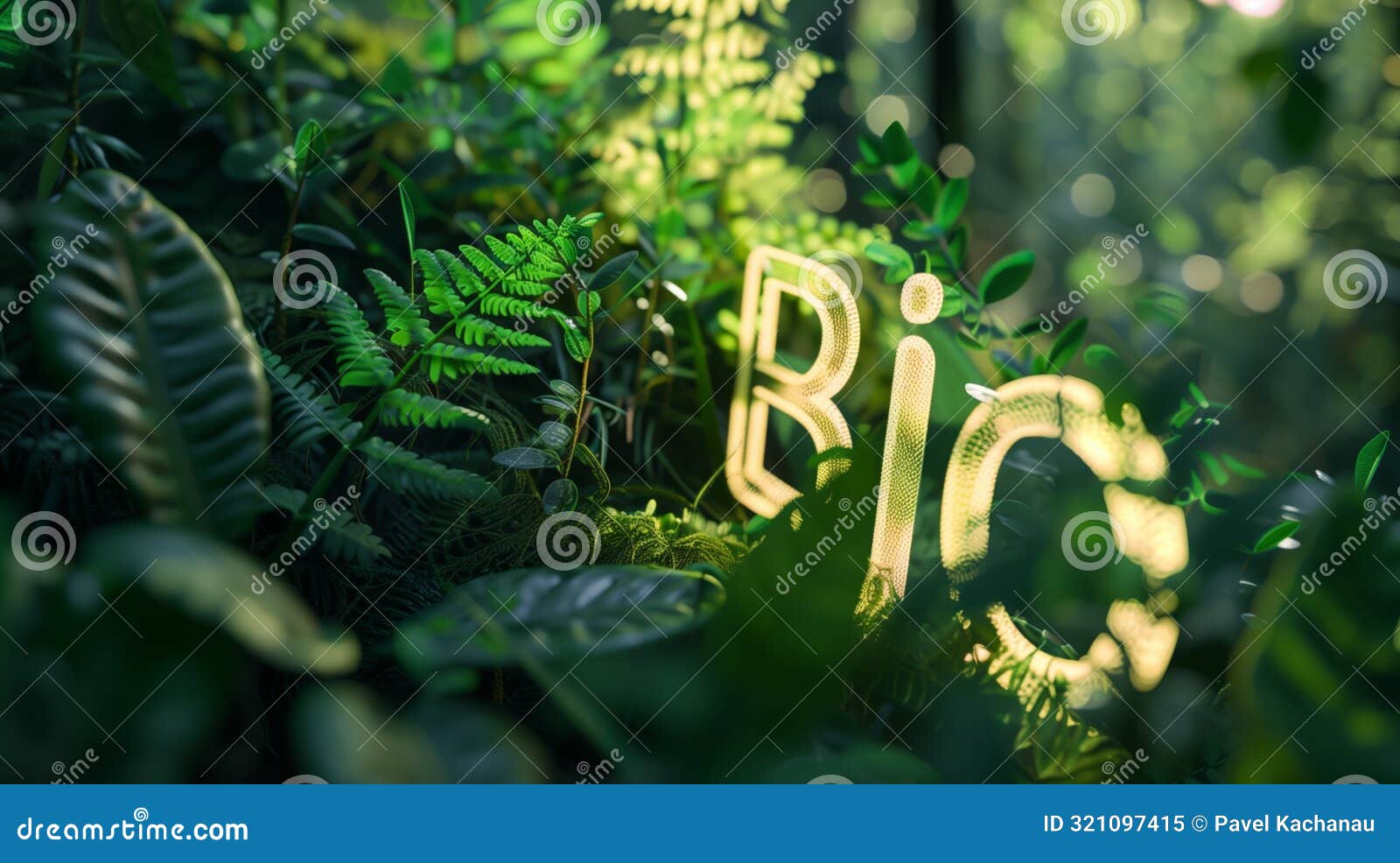 A Bright Bio Sign is Partially Visible in a Lush Green Forest Setting ...