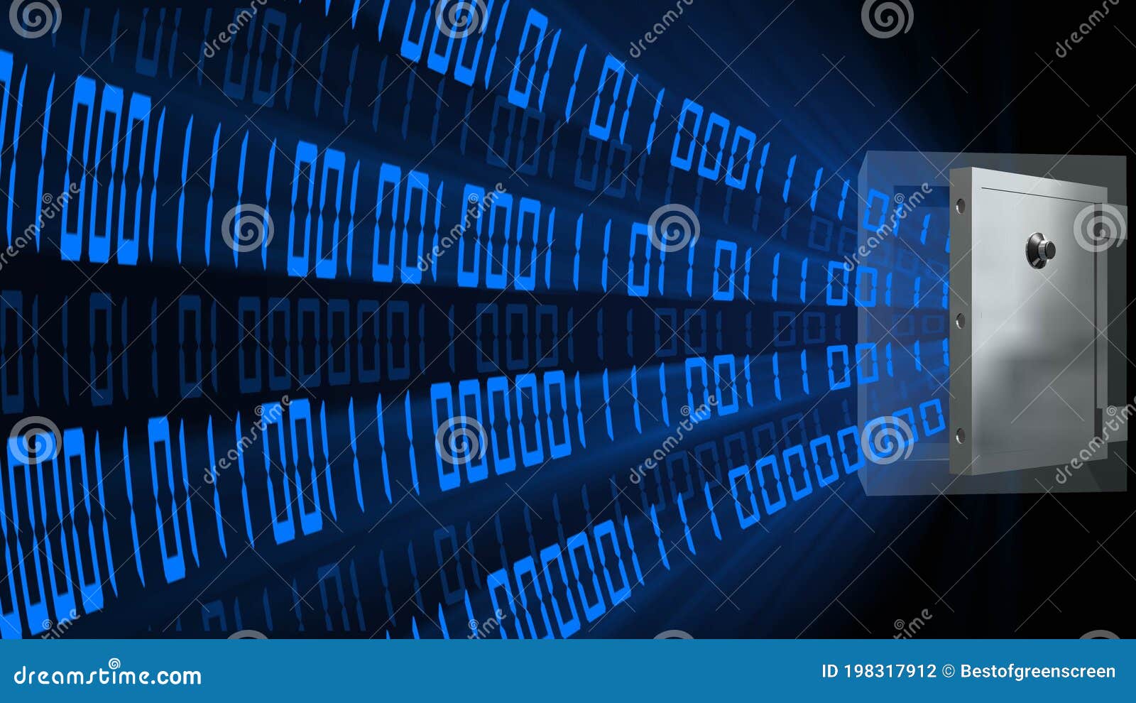 Bright Blue Abstract Binary Code on Black Background with Various Light ...