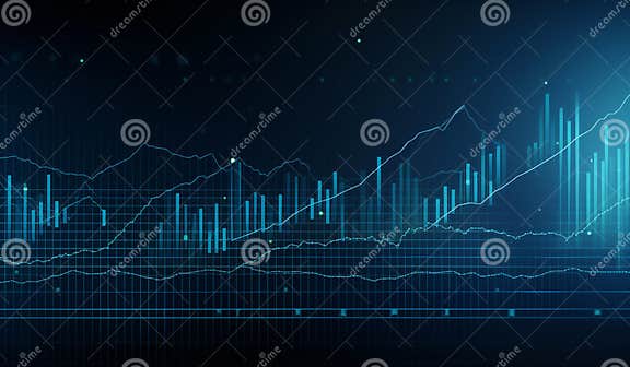 Bright Blue Background with Financial Graph Bars Stock Illustration ...