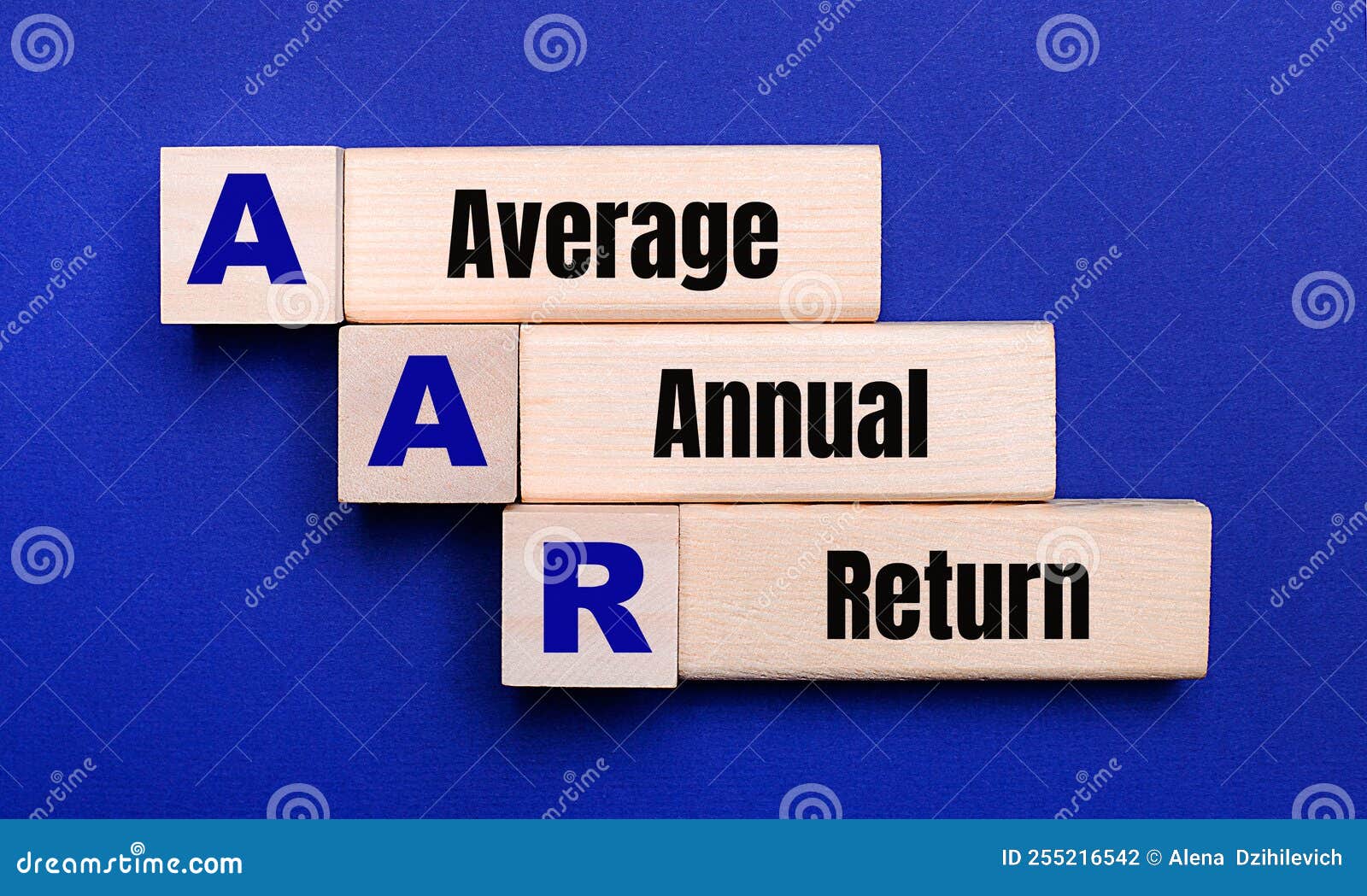 On a Bright Blue Background, Light Wooden Blocks and Cubes with the ...