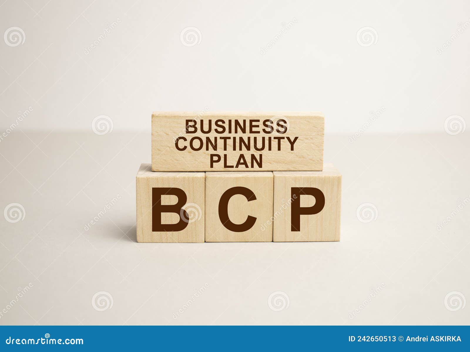 On a Bright Blue Background, Light Wooden Blocks and Cubes with the ...