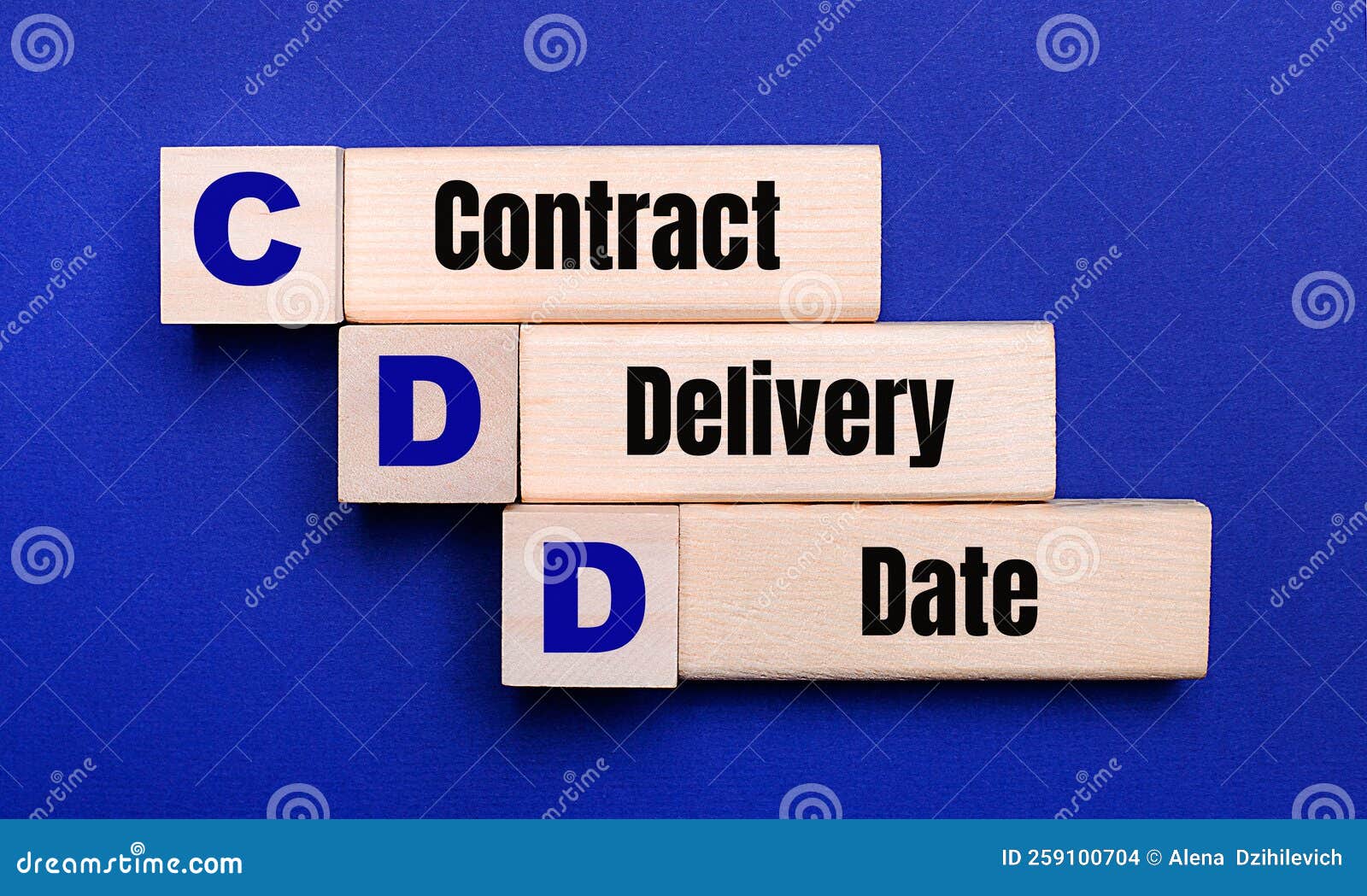 On a Bright Blue Background, Light Wooden Blocks and Cubes with the ...