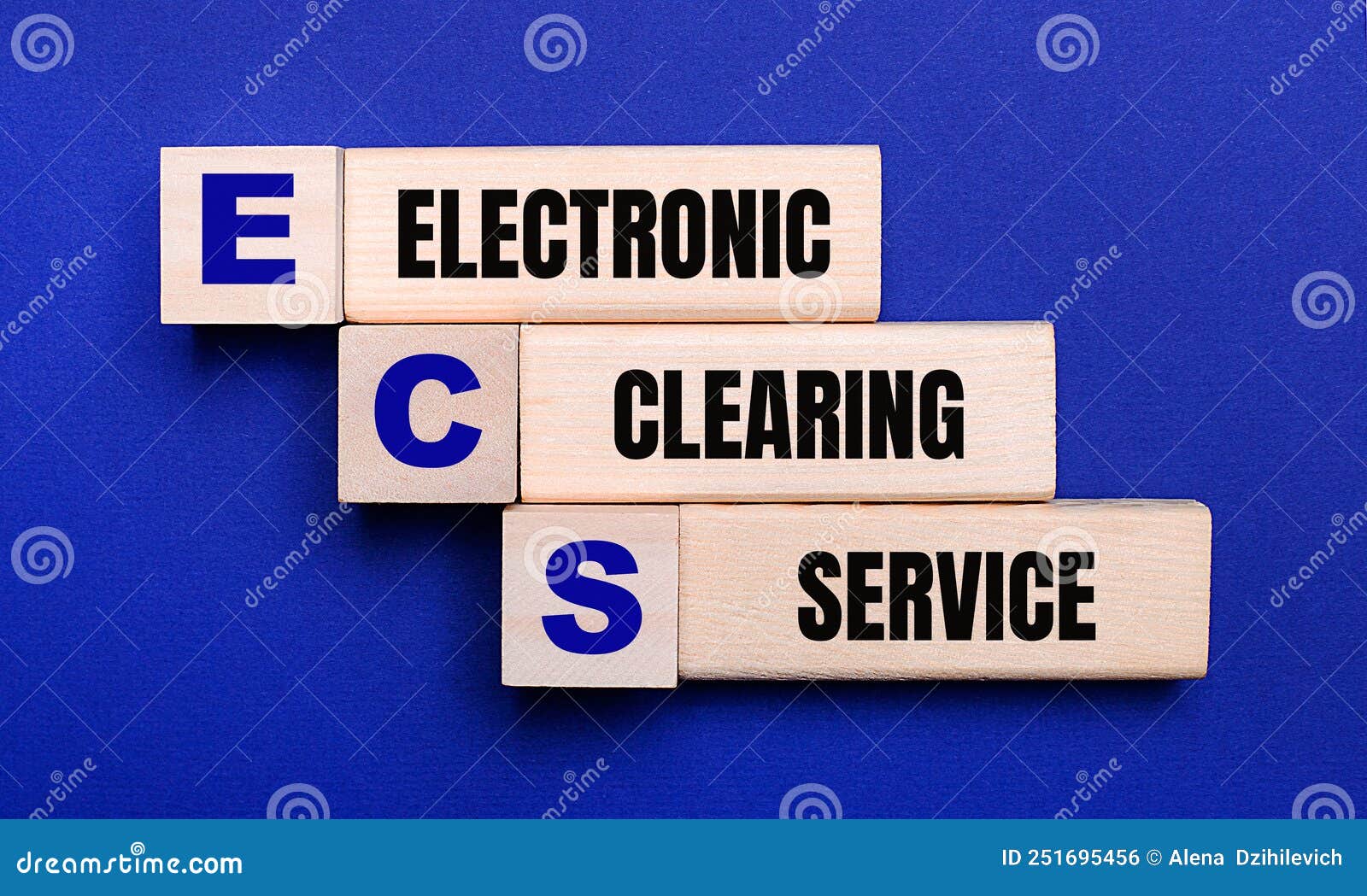 On a Bright Blue Background, Light Wooden Blocks and Cubes with the ...