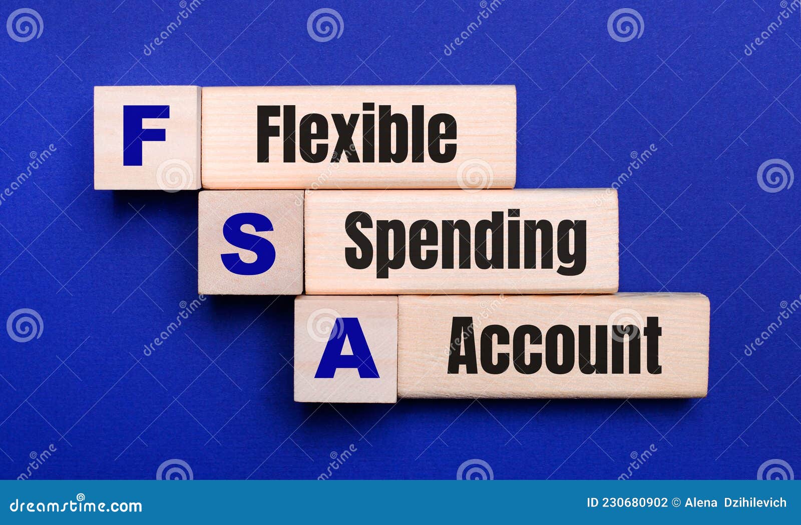 On a Bright Blue Background, Light Wooden Blocks and Cubes with the ...