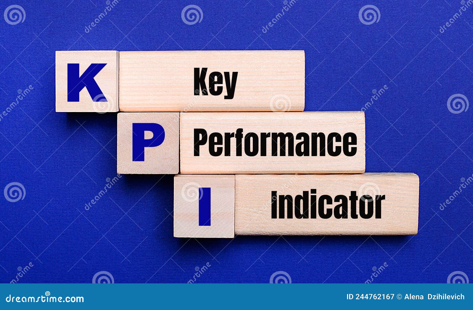 On a Bright Blue Background, Light Wooden Blocks and Cubes with the ...