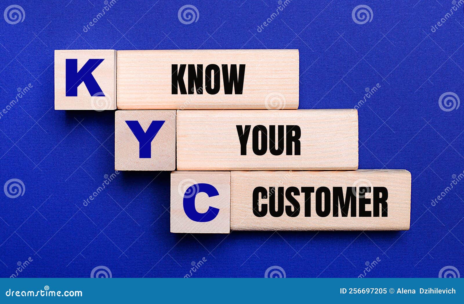 On a Bright Blue Background, Light Wooden Blocks and Cubes with the ...