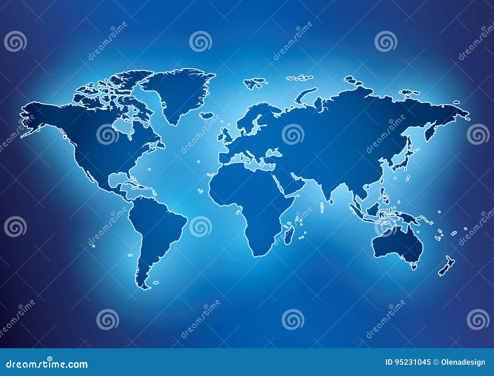 Bright Blue Background with Map of the World and Contour - Eps Stock ...