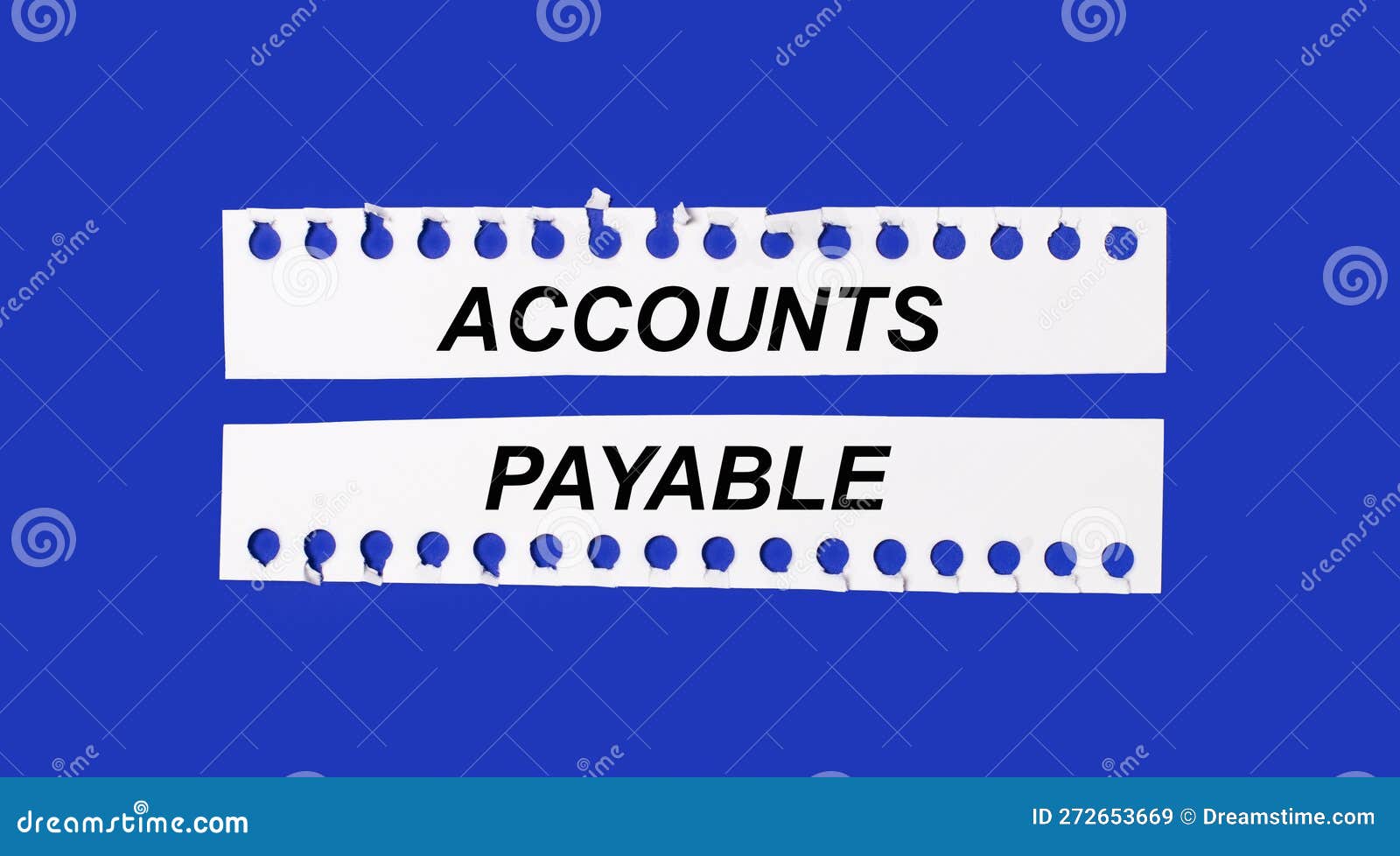 On a Bright Blue Background, Two White Strips of Paper with the Text ...