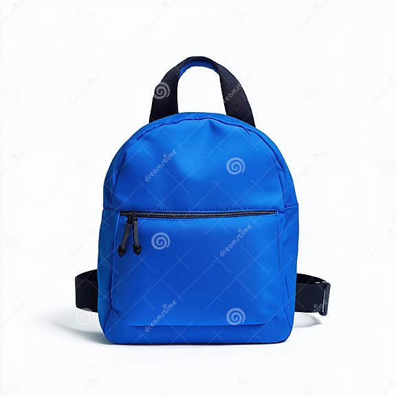 A Bright Blue Backpack with Black Straps on a Plain White Background ...