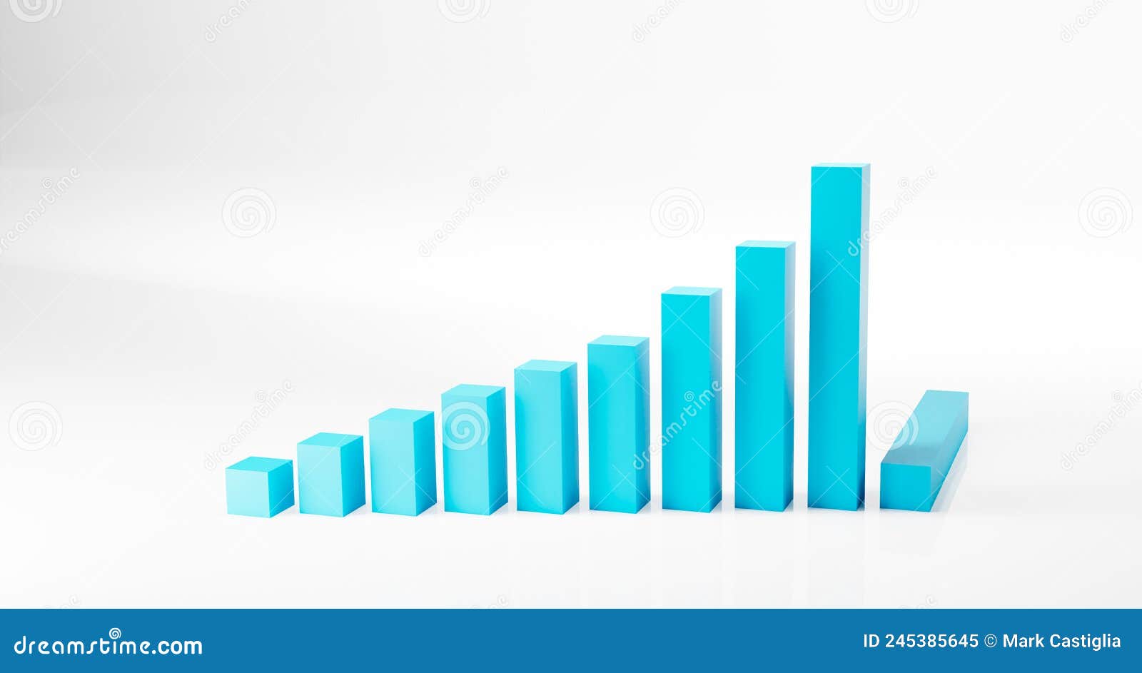 Bright Blue Bar Graph on White Background. 3d Rendering Stock ...