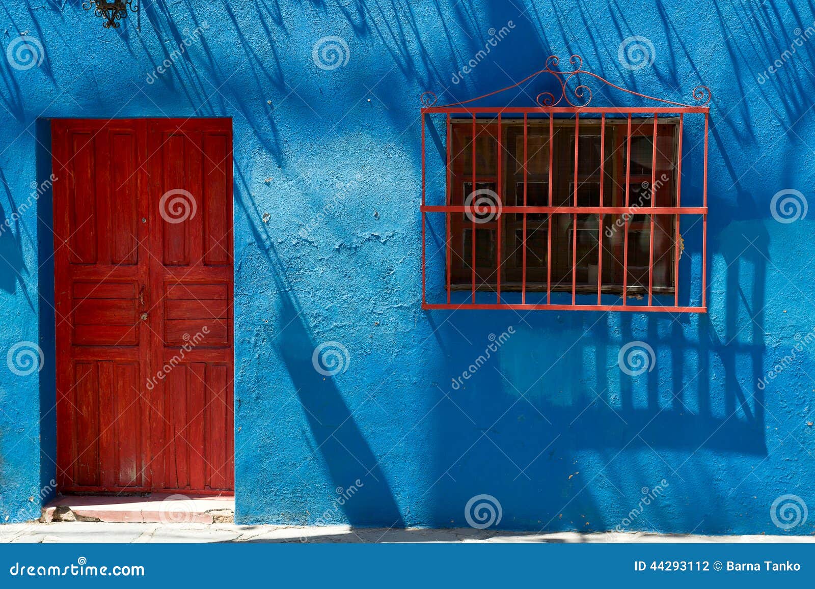 Bright Blue Building Exterior Stock Photo - Image of latin, blue: 44293112