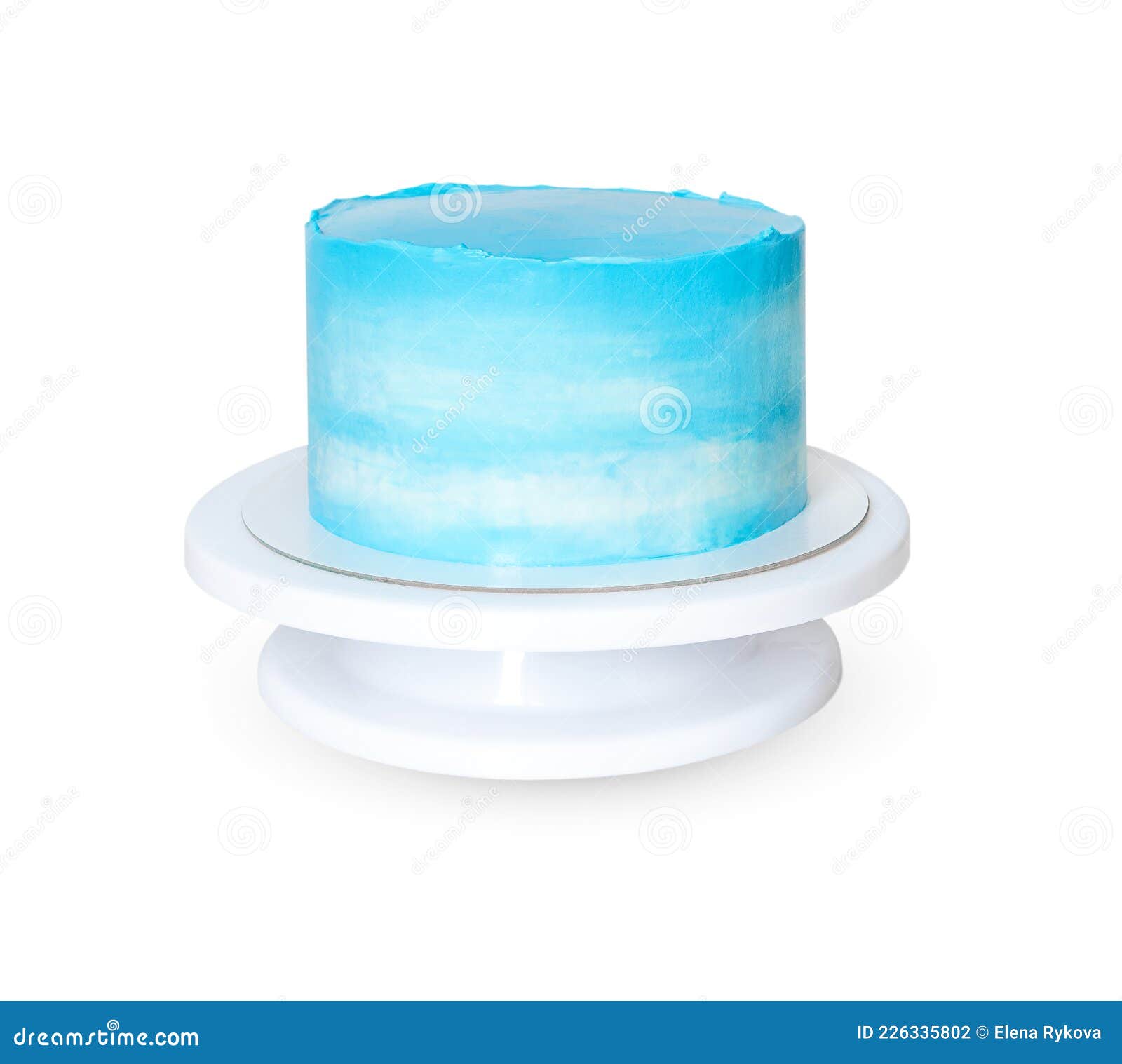 Bright Blue Cake on a Stand Isolated on White Background Stock Photo ...