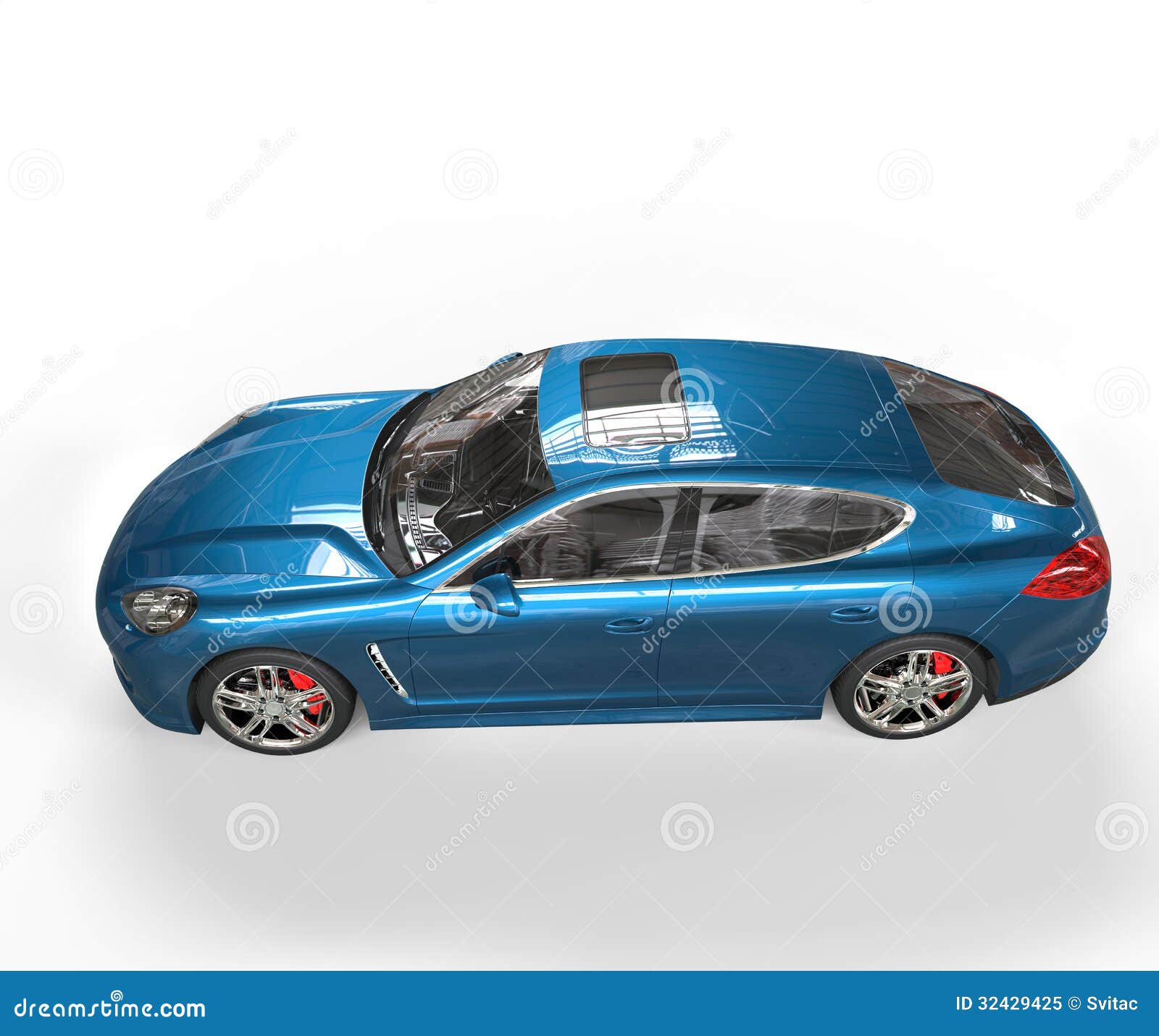 Bright Blue Car Top View stock image. Image of front - 32429425