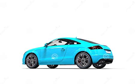 Bright Blue Car on White Background Stock Image - Image of green ...