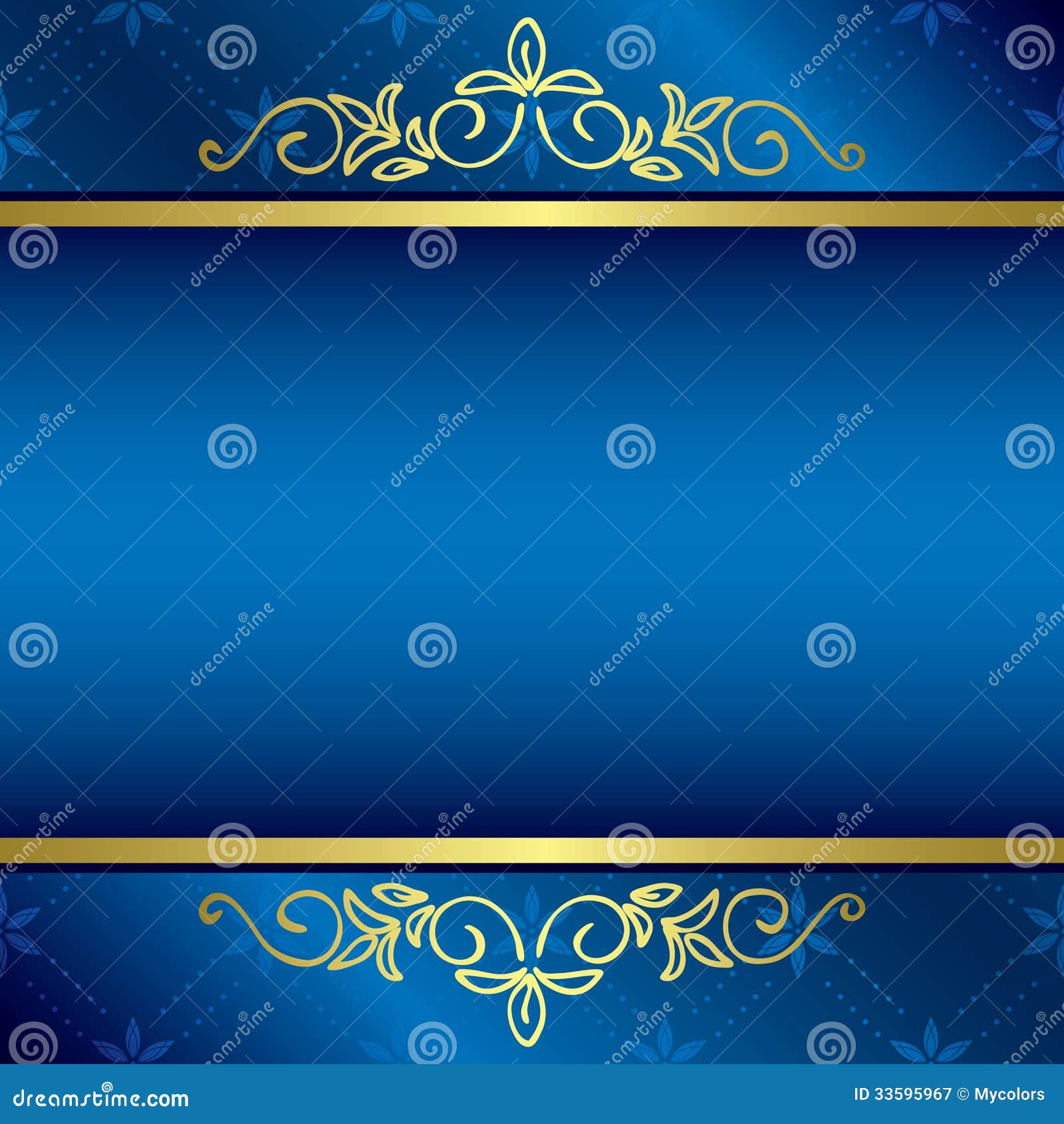 Bright Blue Card with Floral Gold Decorations -eps Stock Vector ...