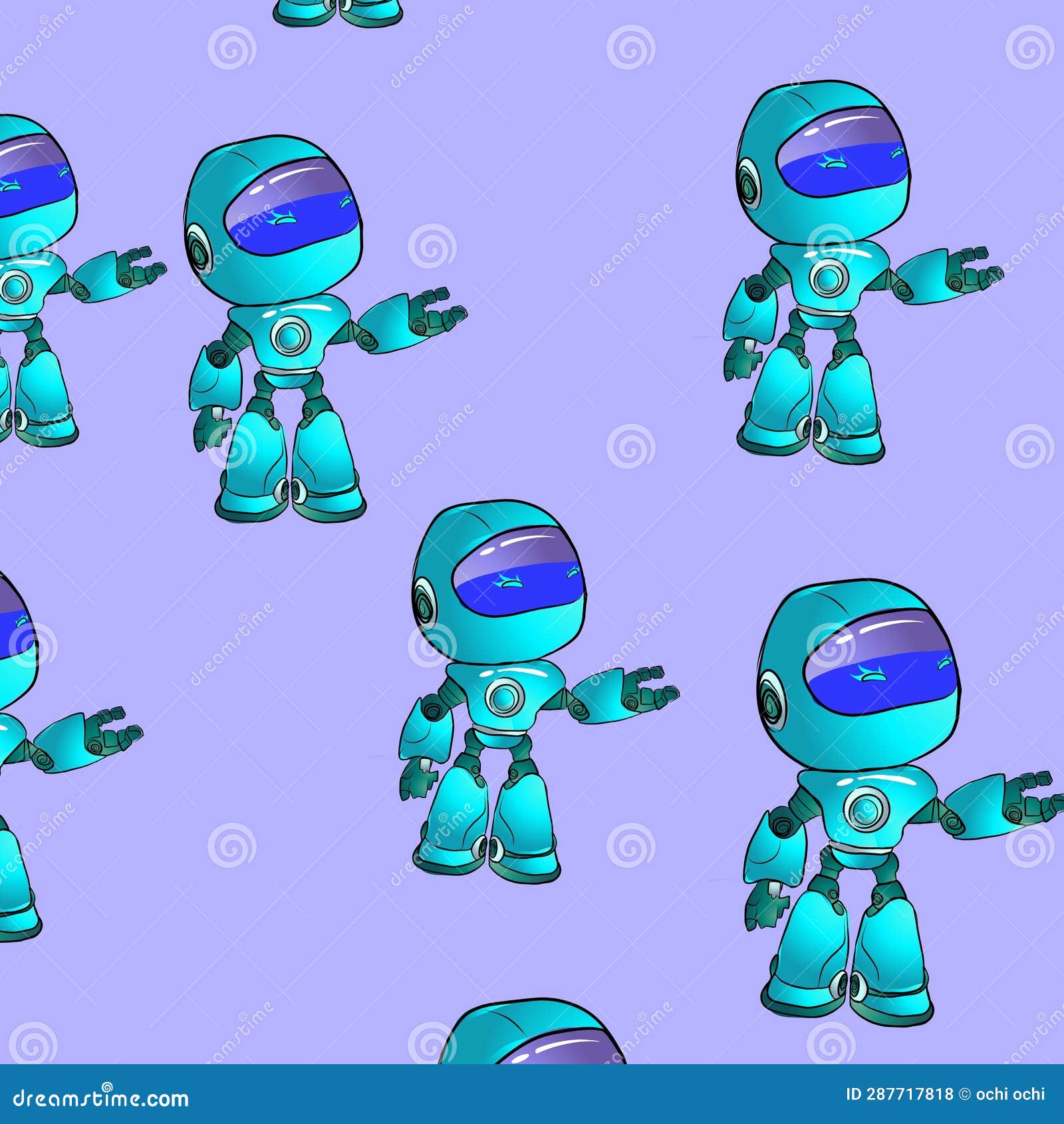 Bright Blue Cartoon Robot Background Image Stock Illustration ...