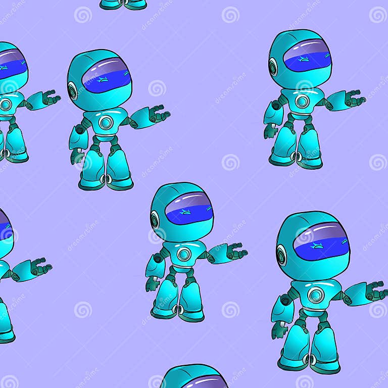 Bright Blue Cartoon Robot Background Image Stock Illustration ...