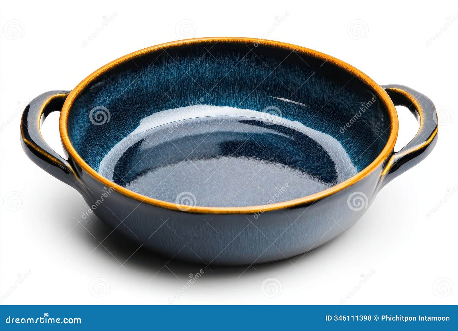 Bright Blue Ceramic Baking Dish with Handles Isolated on Transparent ...