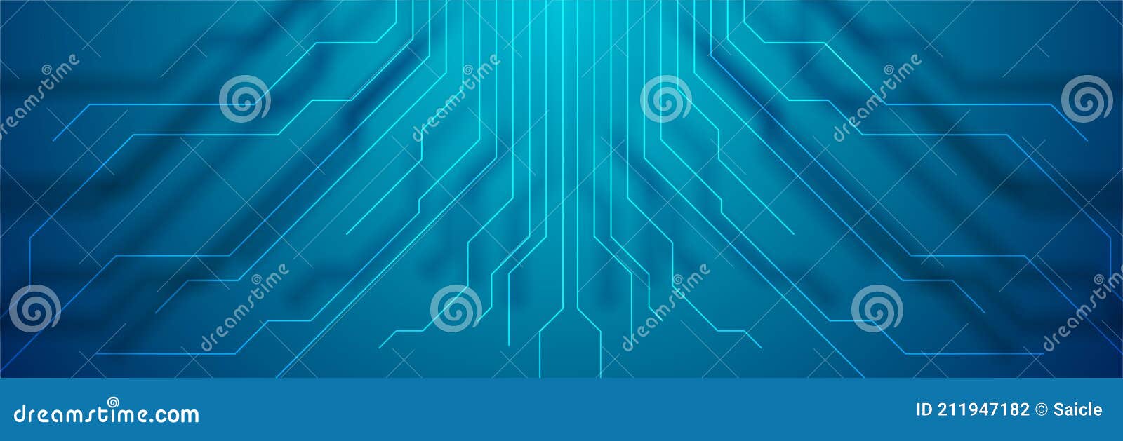 Bright Blue Circuit Board Chip Lines Tech Background Stock Vector ...