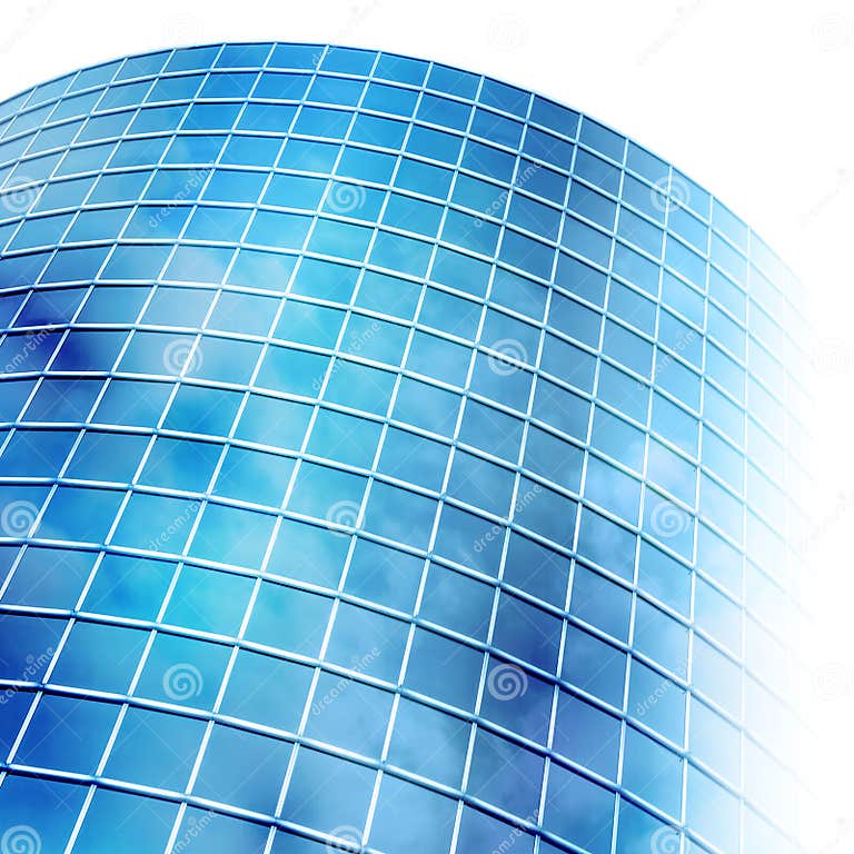 Bright Blue City Building Windows on White Stock Illustration ...