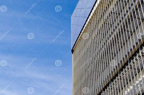 Bright Blue City Buildings with Clouds Stock Image - Image of lines ...