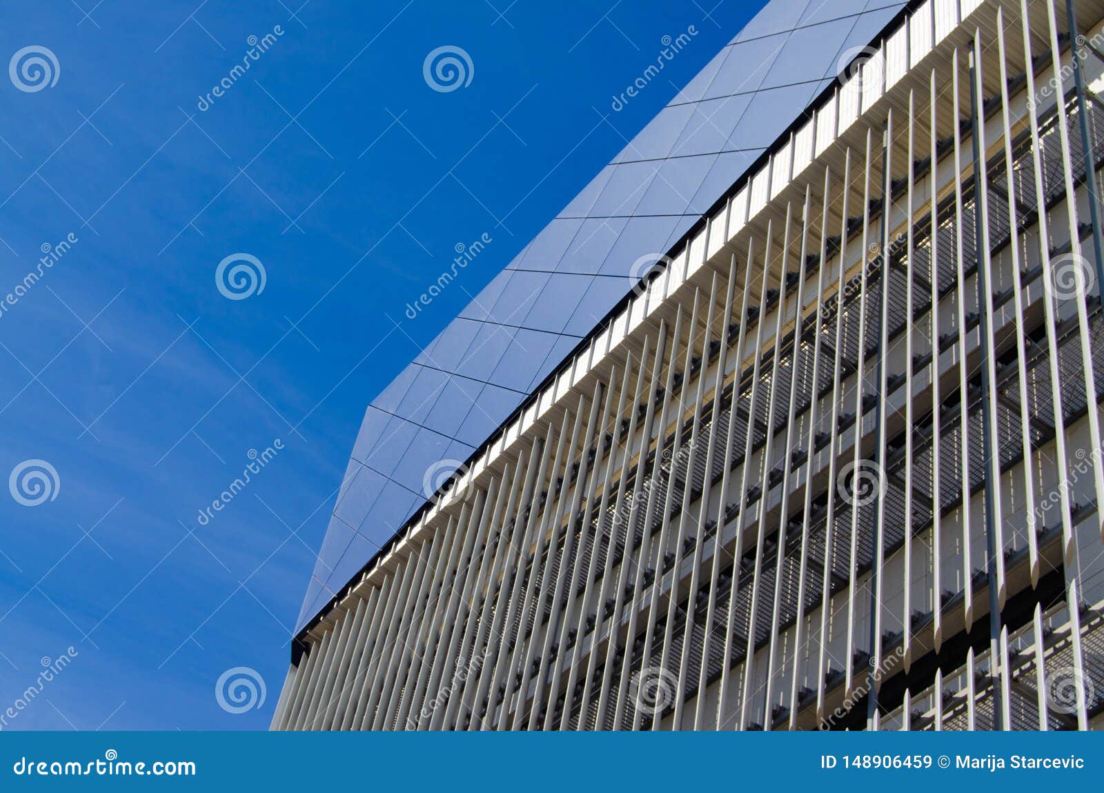 Bright Blue City Buildings with Clouds Stock Image - Image of cityscape ...