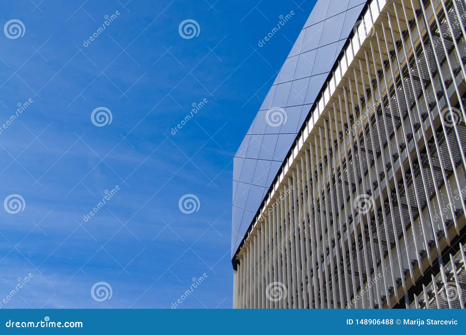 Bright Blue City Buildings with Clouds Stock Photo - Image of abstract ...