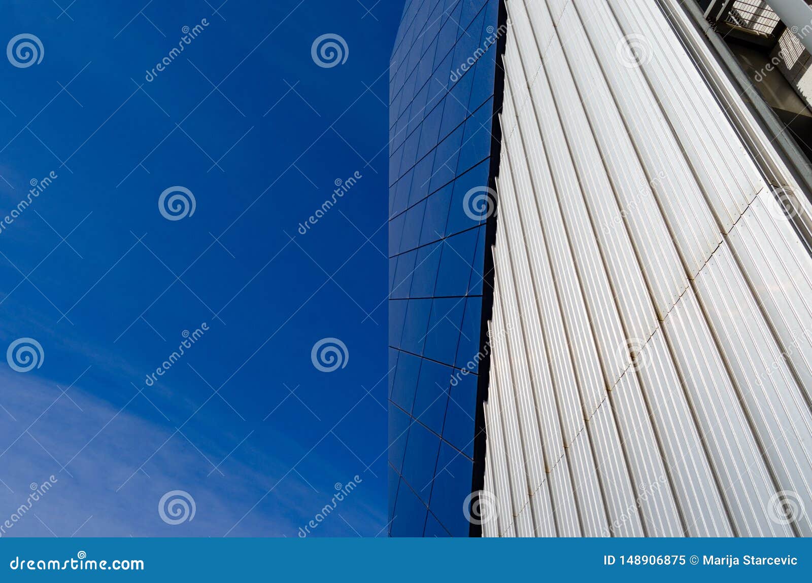 Bright Blue City Buildings with Clouds Stock Image - Image of ...