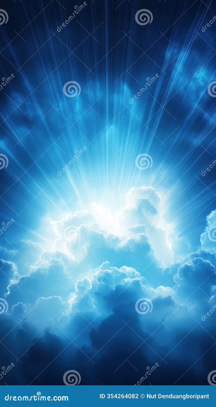 Bright Blue Clouds with Radiant Light Shining through Stock ...