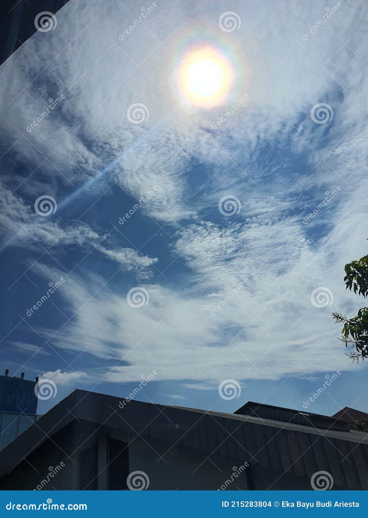 Bright Blue Cloudy Sky with Shinny Sun Stock Photo - Image of cloud ...