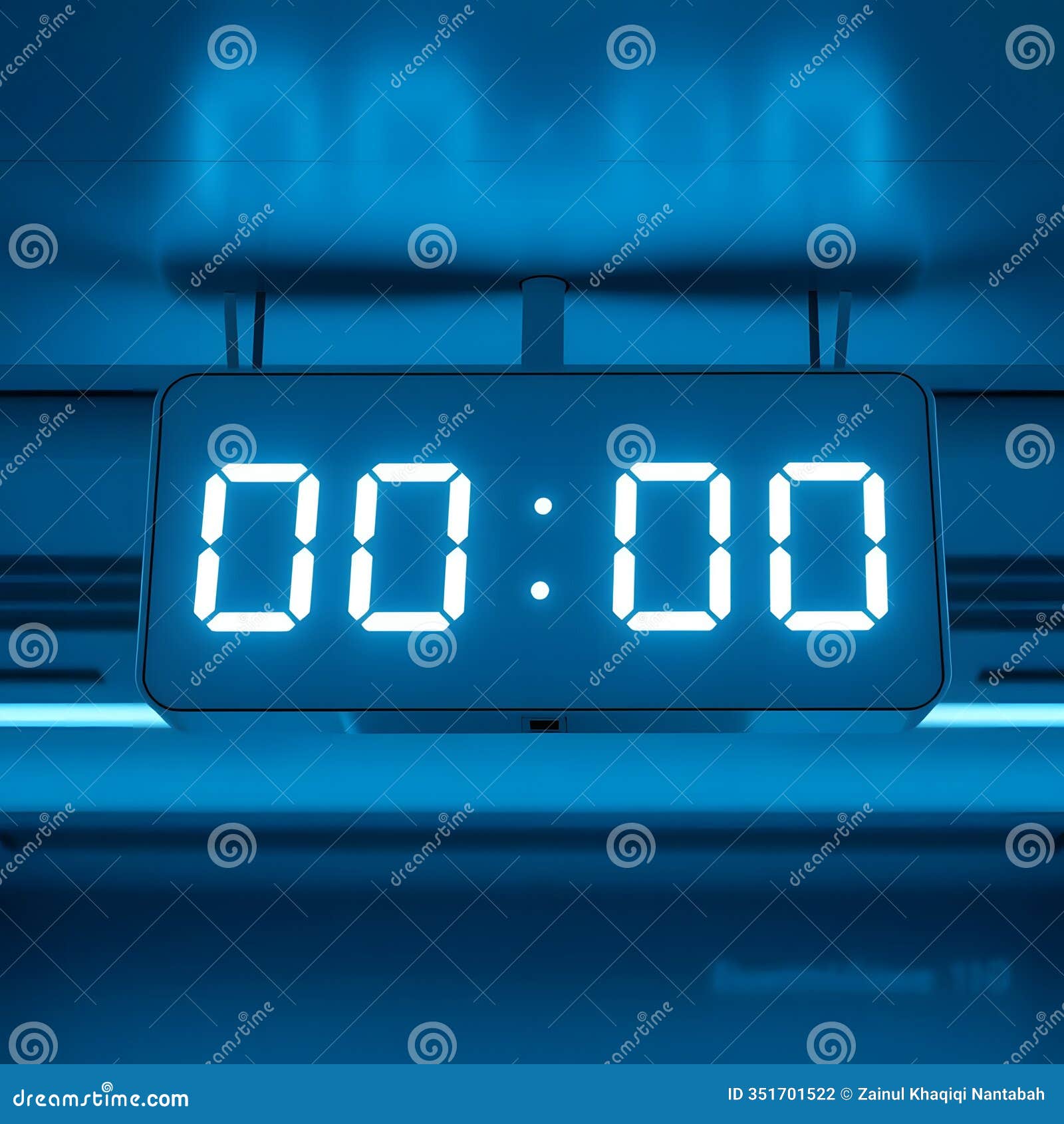 Bright Blue Digital Clock Displaying Zero Hour in a Contemporary ...