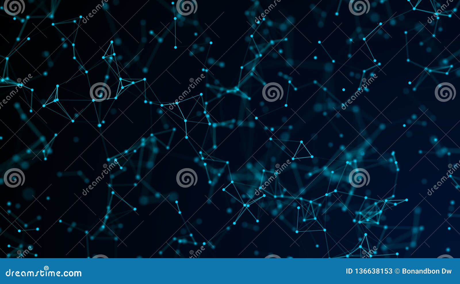 Abstract Digital Background with Cybernetic Particles. Geometric ...