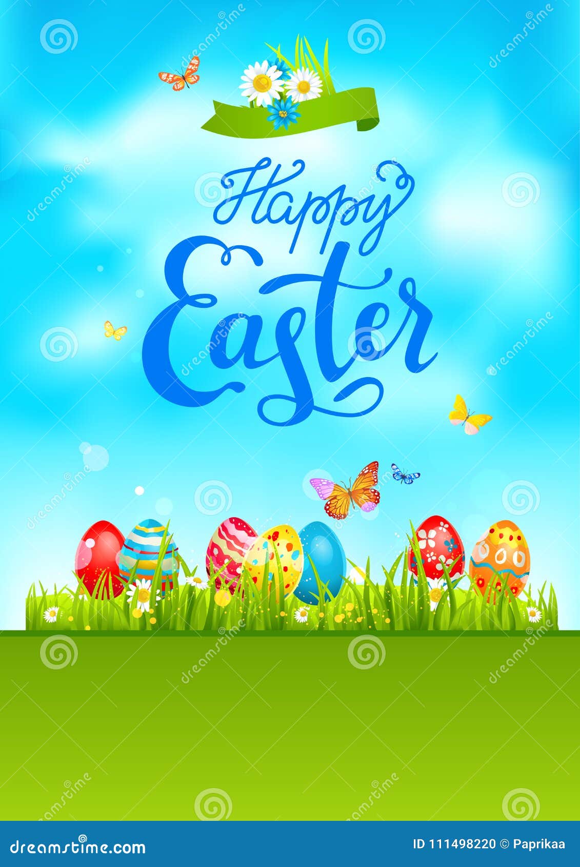 Bright blue easter card stock vector. Illustration of banner - 111498220