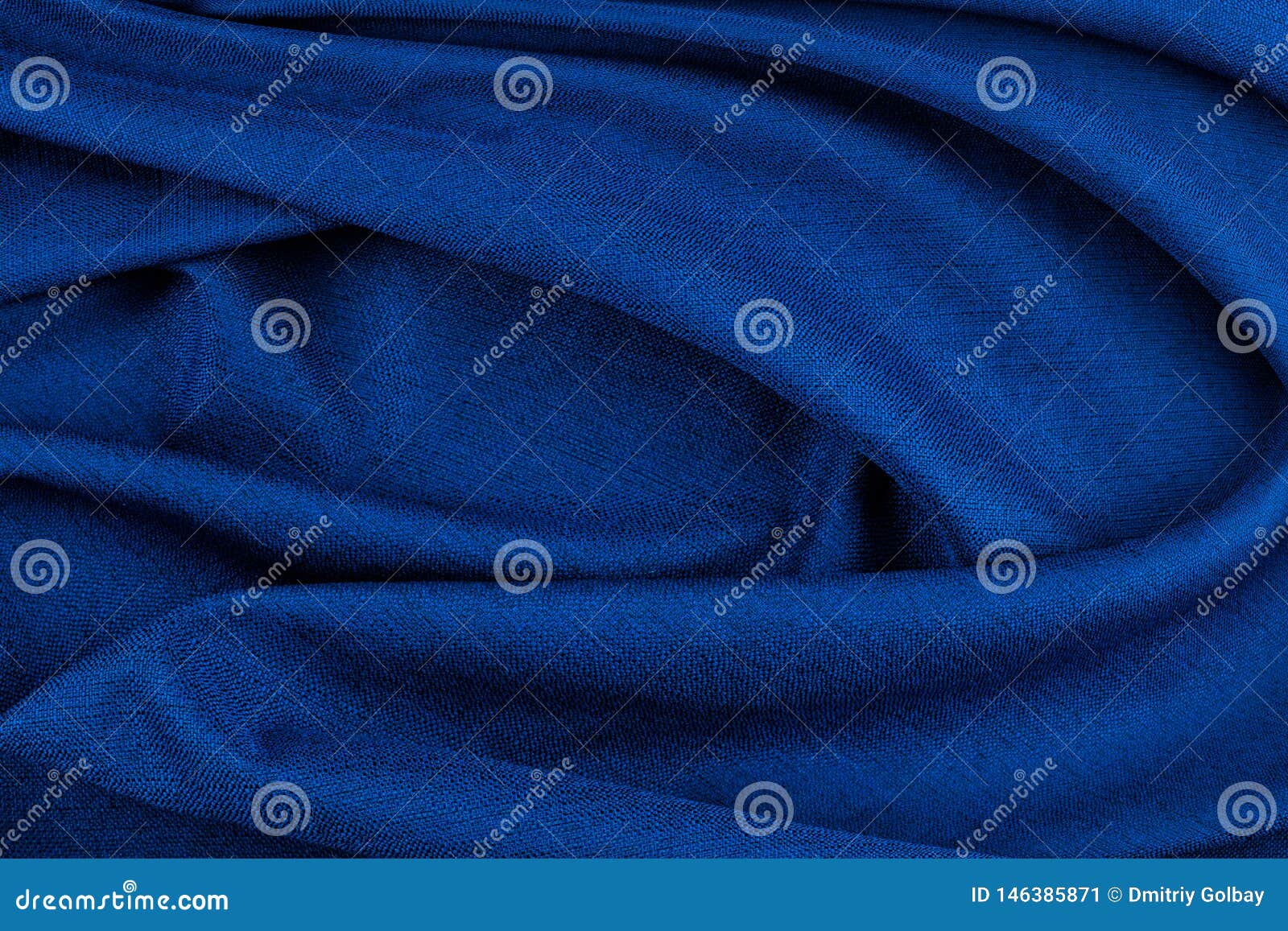 Bright Blue Fabric Texture with Folds Stock Image - Image of clothing ...