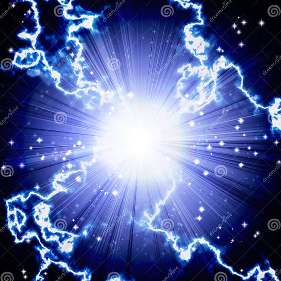 Bright Blue Flash with Lightning Stock Illustration - Illustration of ...