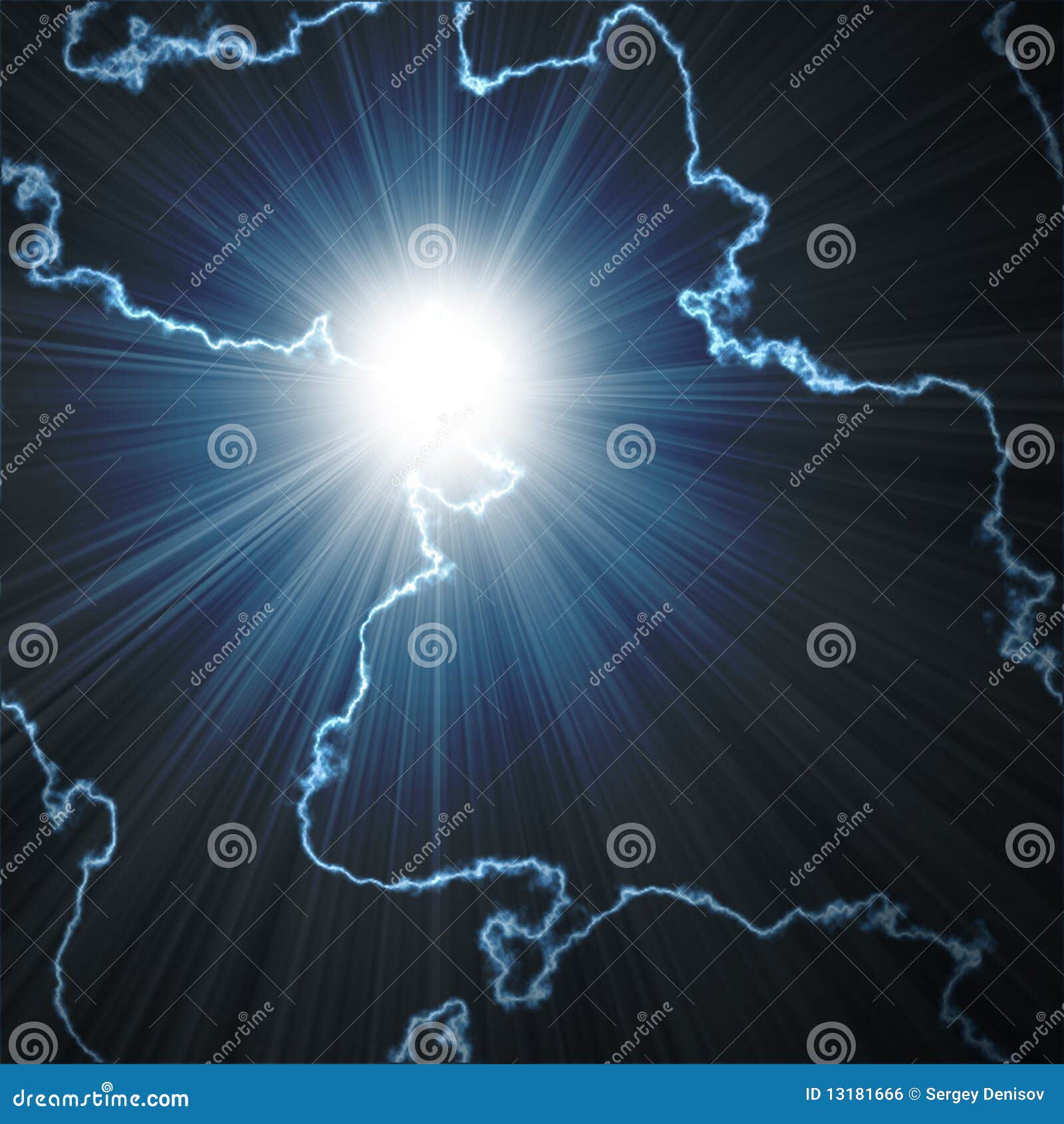 Bright Blue Flash with Lightning Stock Illustration - Illustration of ...