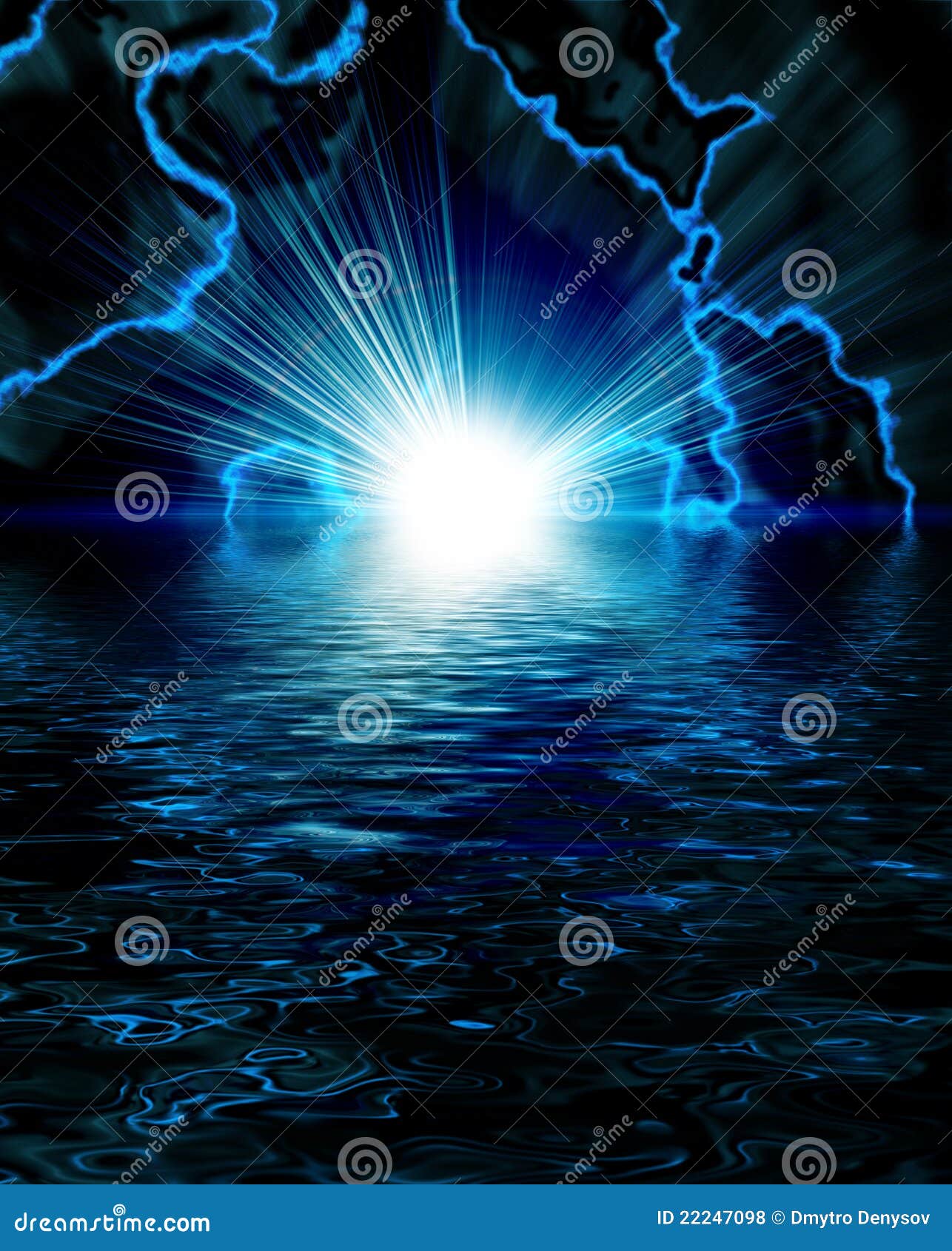 Blue Flash With Rays And Spotlight. Realistic Light Glare, High Loth ...