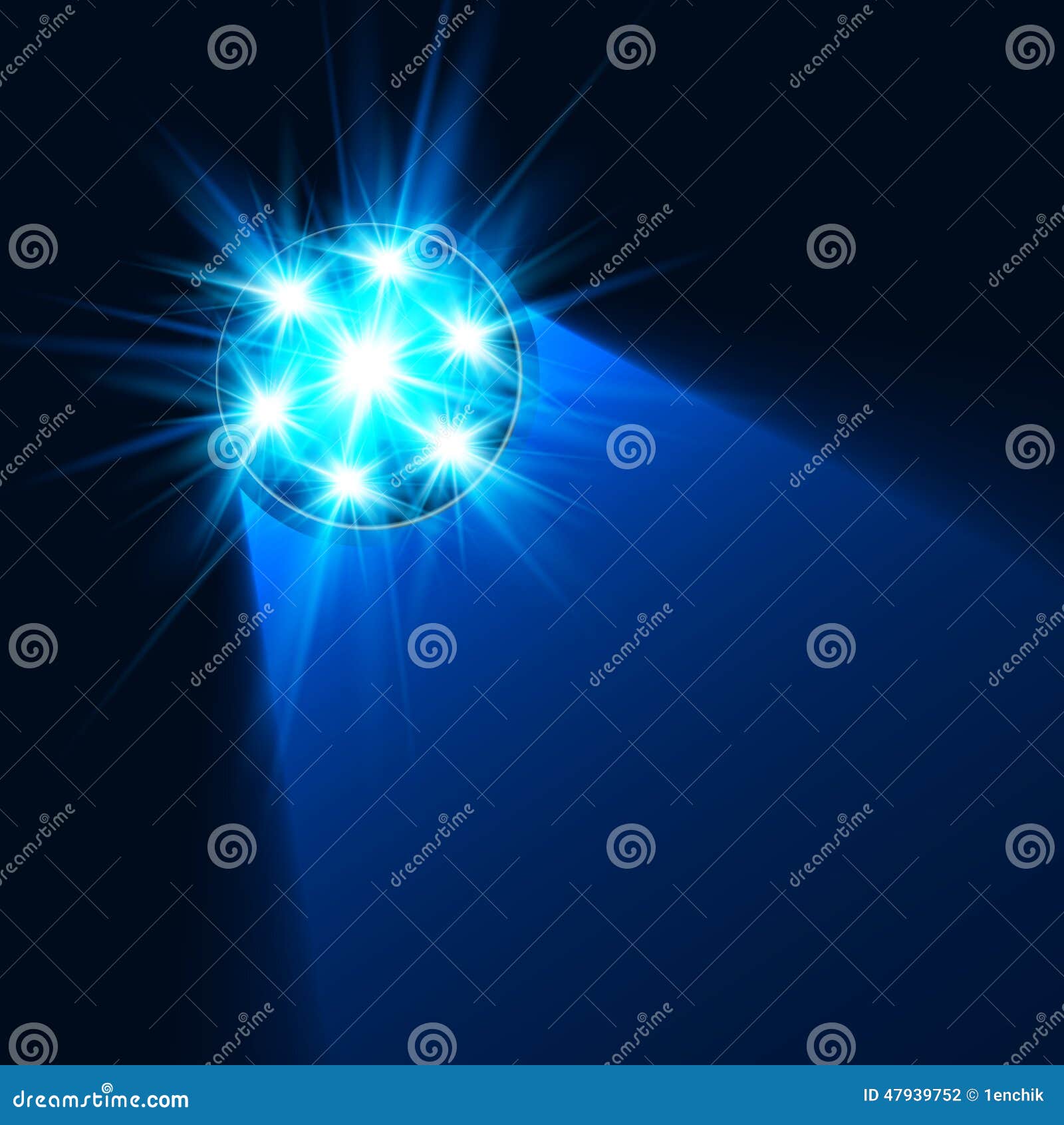 Bright Blue Flashlight Light in Darkness Stock Vector - Illustration of ...