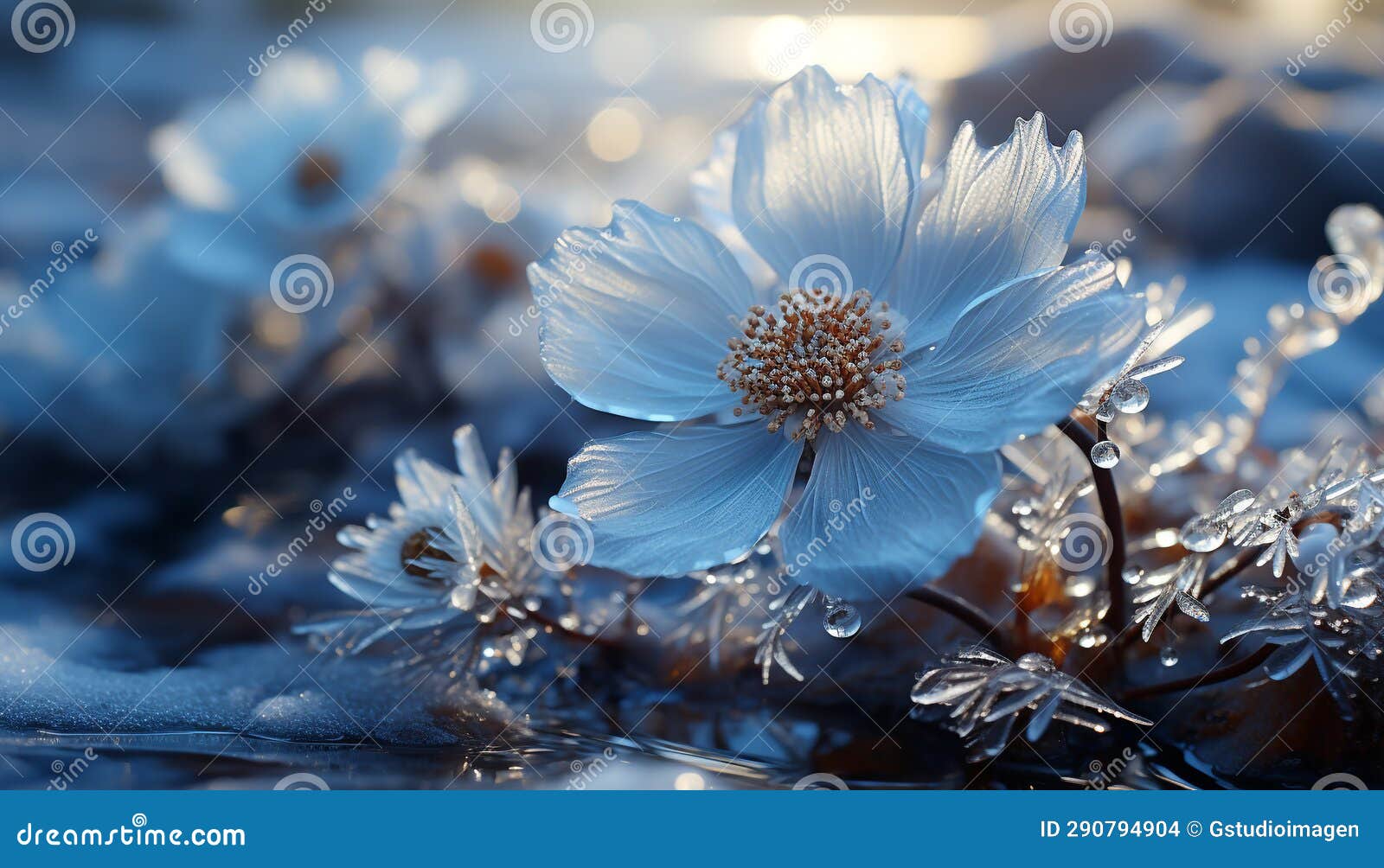 A Bright Blue Flower Head Shines in the Summer Meadow Generated by AI ...