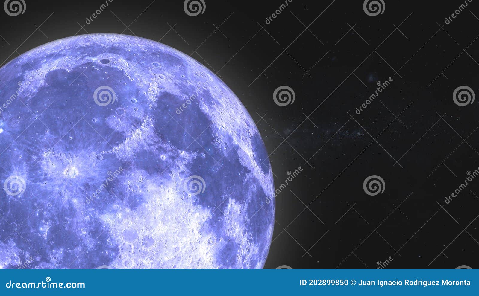 Bright Blue Full Moon Over the Milky Way with Copy Space Stock Photo ...