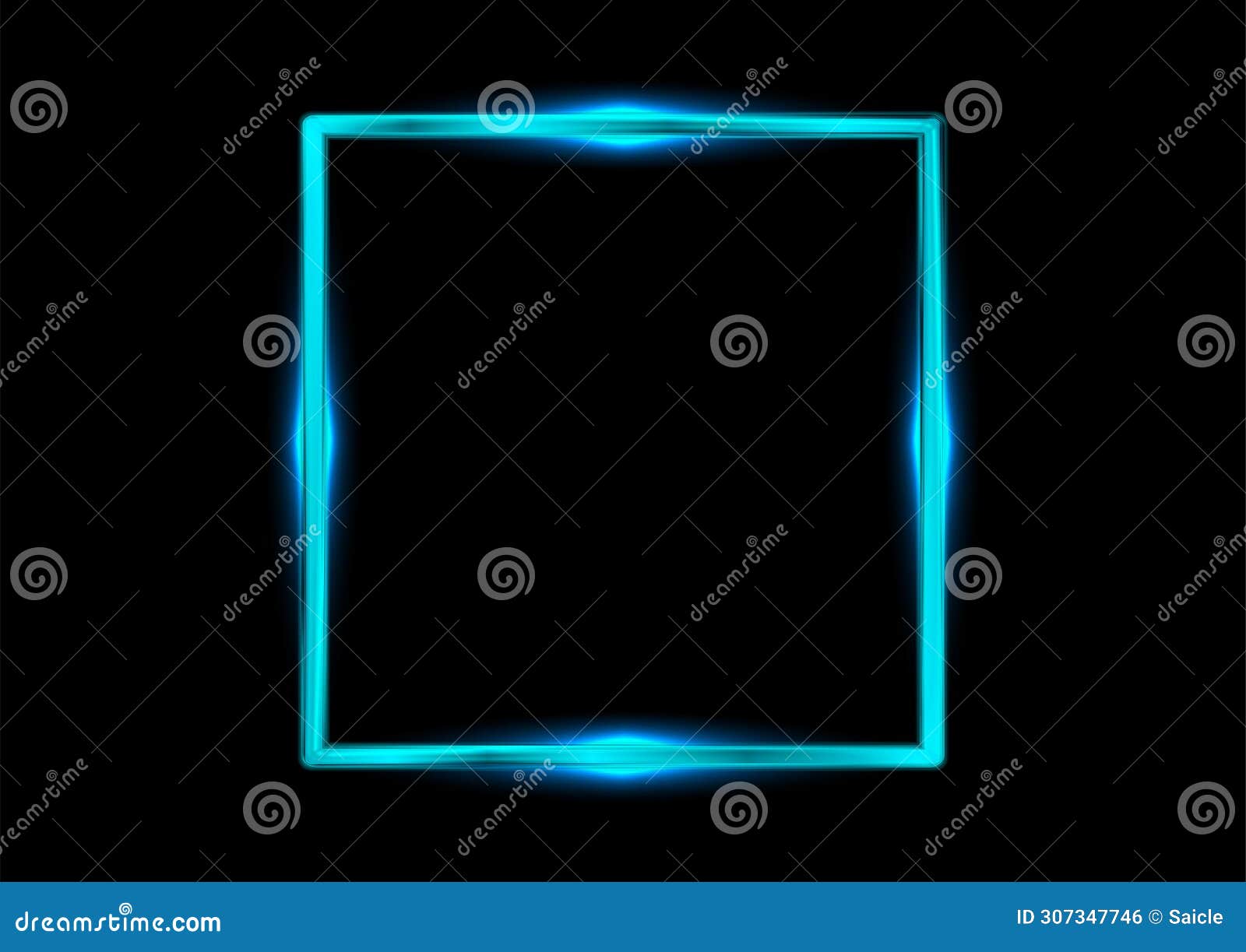 Bright Blue Glossy Square Frame with Neon Glowing Lights Stock Vector ...
