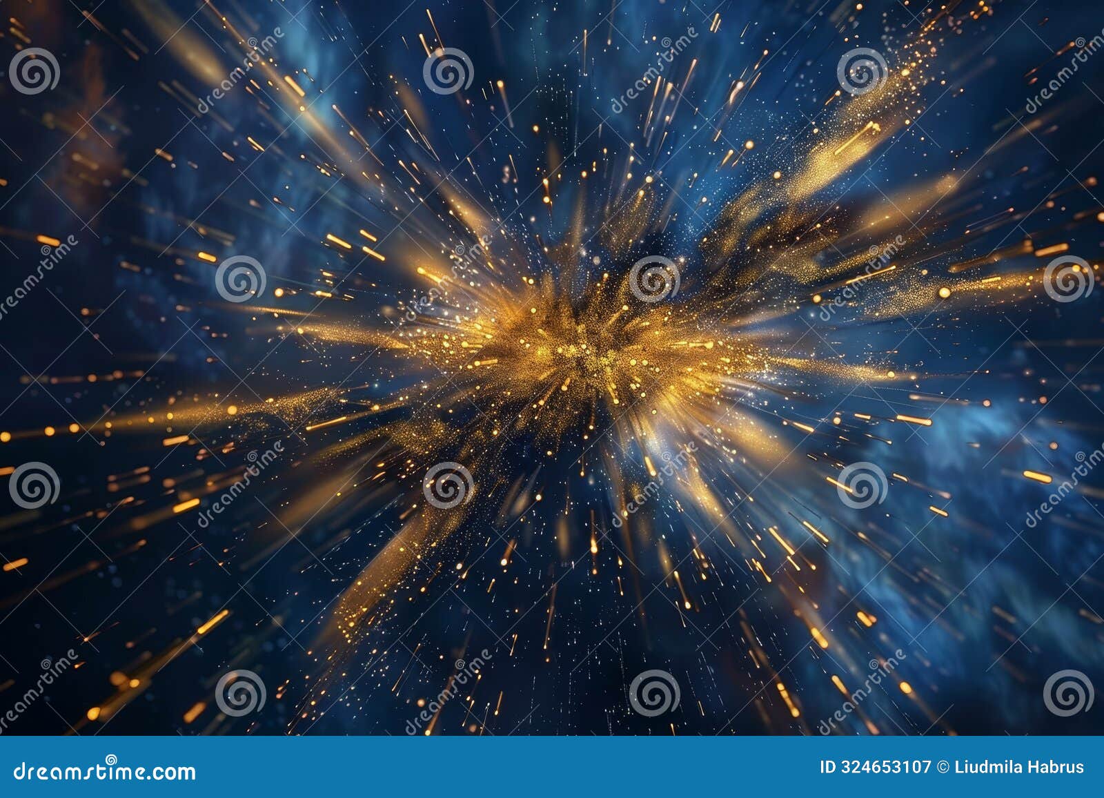 A Bright Blue and Gold Explosion in Space Stock Image - Image of matter ...