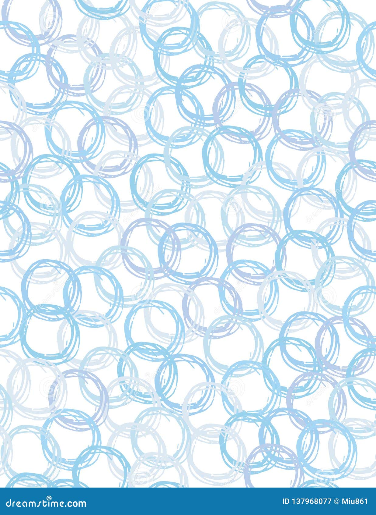 Bright Blue Hand Drawn Irregular Circles Vector Pattern. Stock Vector ...