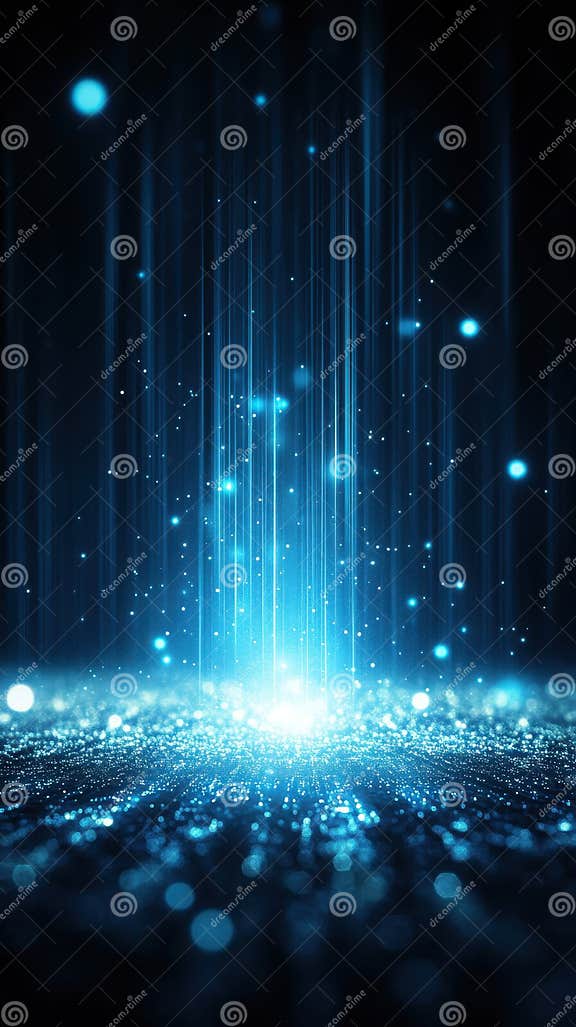 Bright Blue Light Beams and Particles Create Stunning Effect Stock ...
