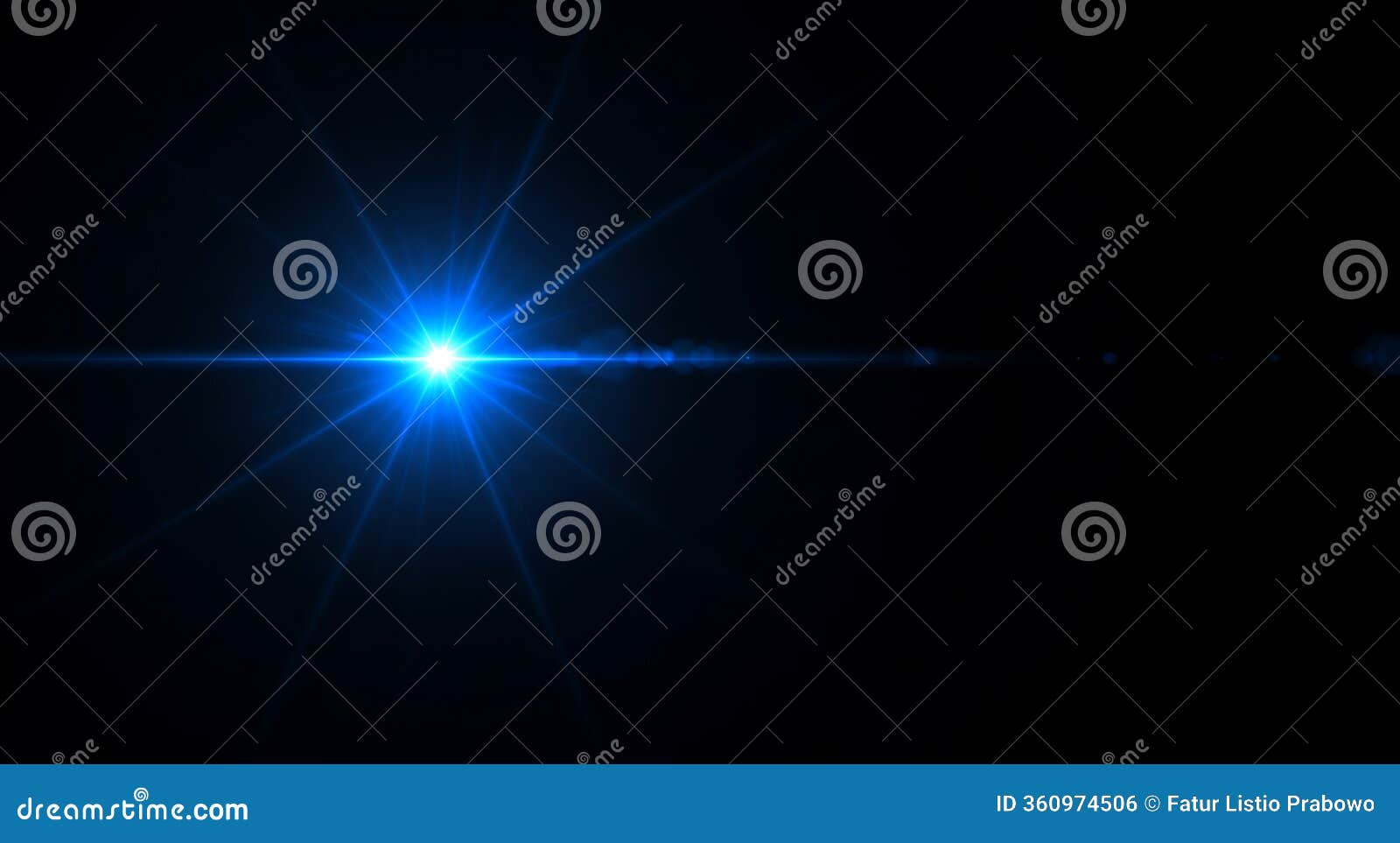 Bright Blue Light Flare Emanating from a Single Point in Darkness Stock ...