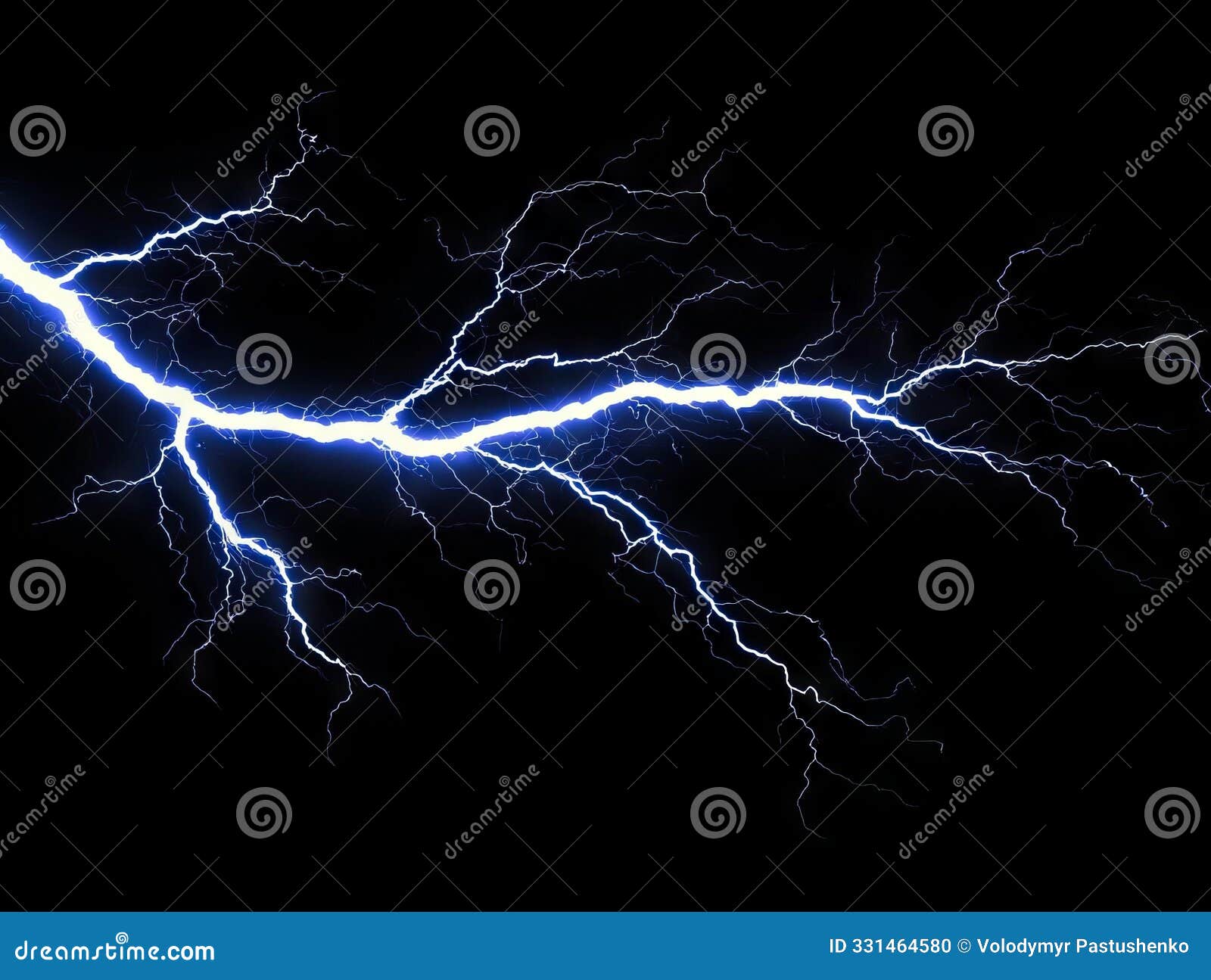 A Bright Blue Lightning Bolt on a Black Background Stock Photo - Image ...