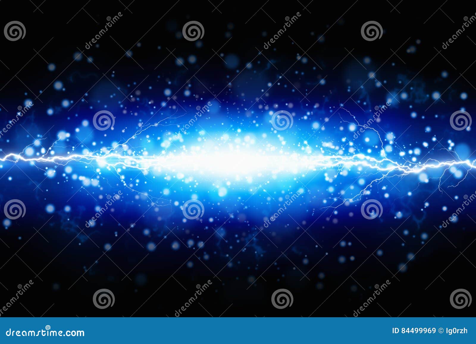 Bright Blue Lightnings on Black Background Stock Image - Image of ...