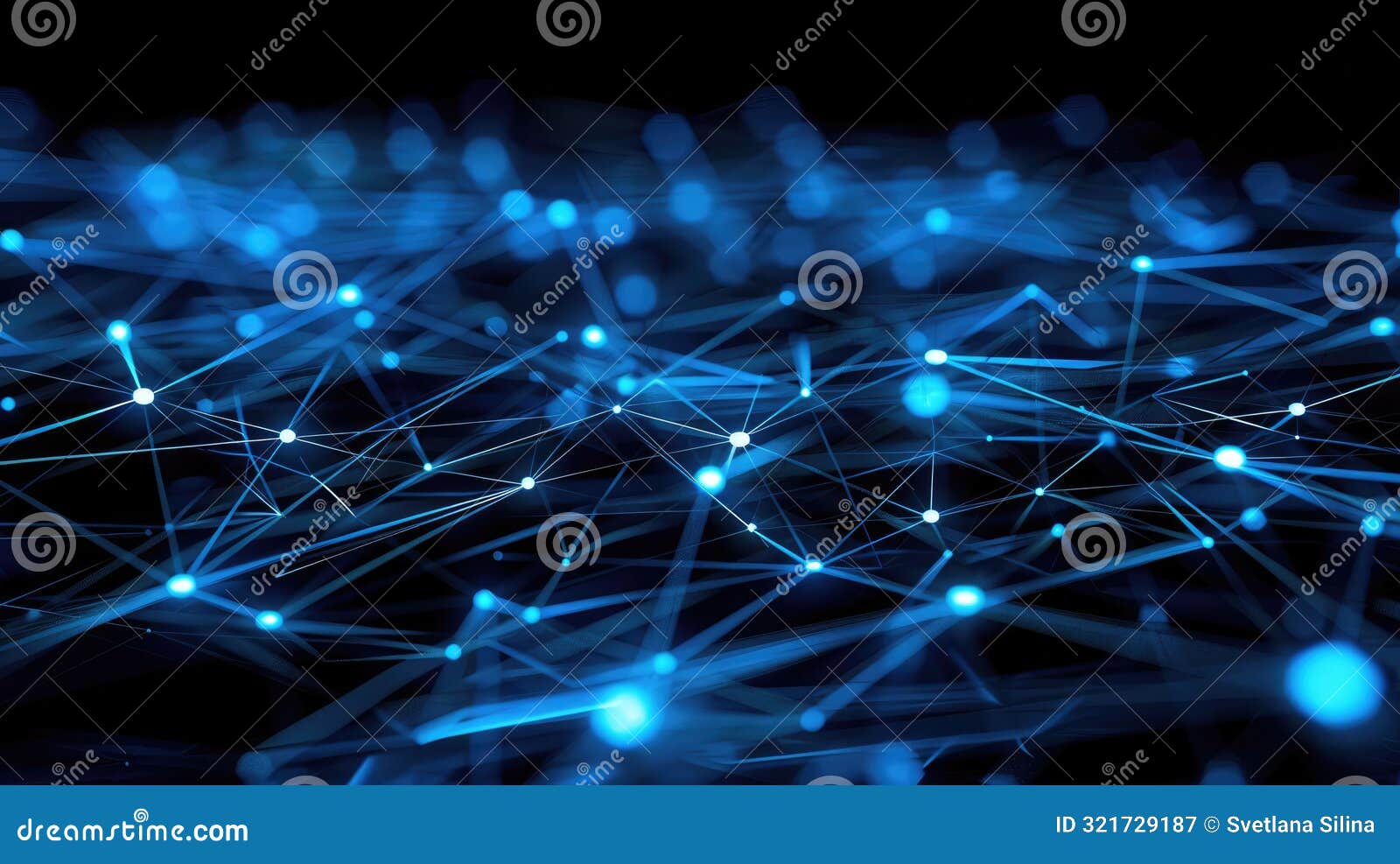 Bright Blue Lines and Nodes on an Abstract Cybersecurity Map with a ...