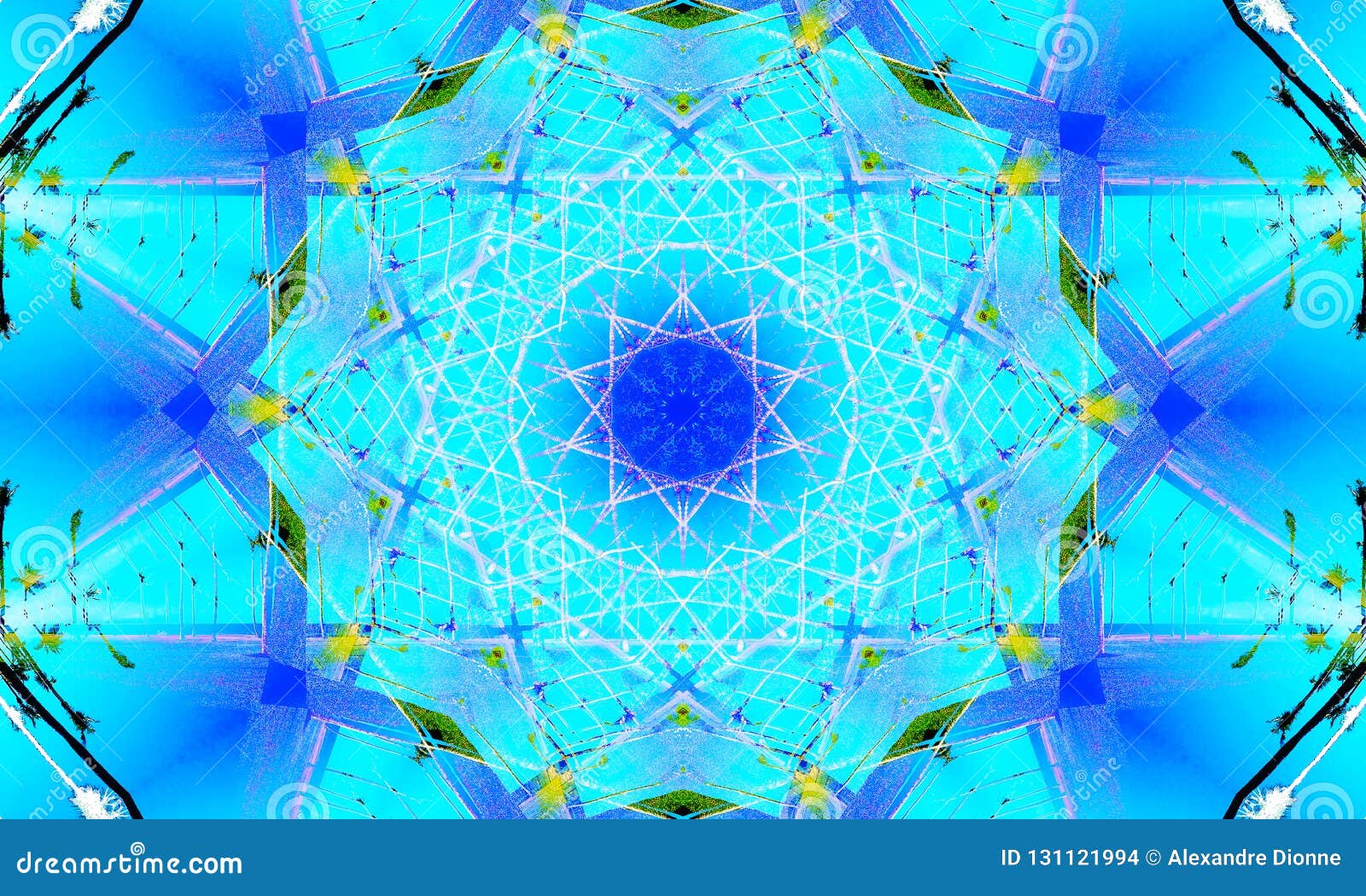 Bright Blue Mandala Art with Simple Shapes Stock Illustration ...