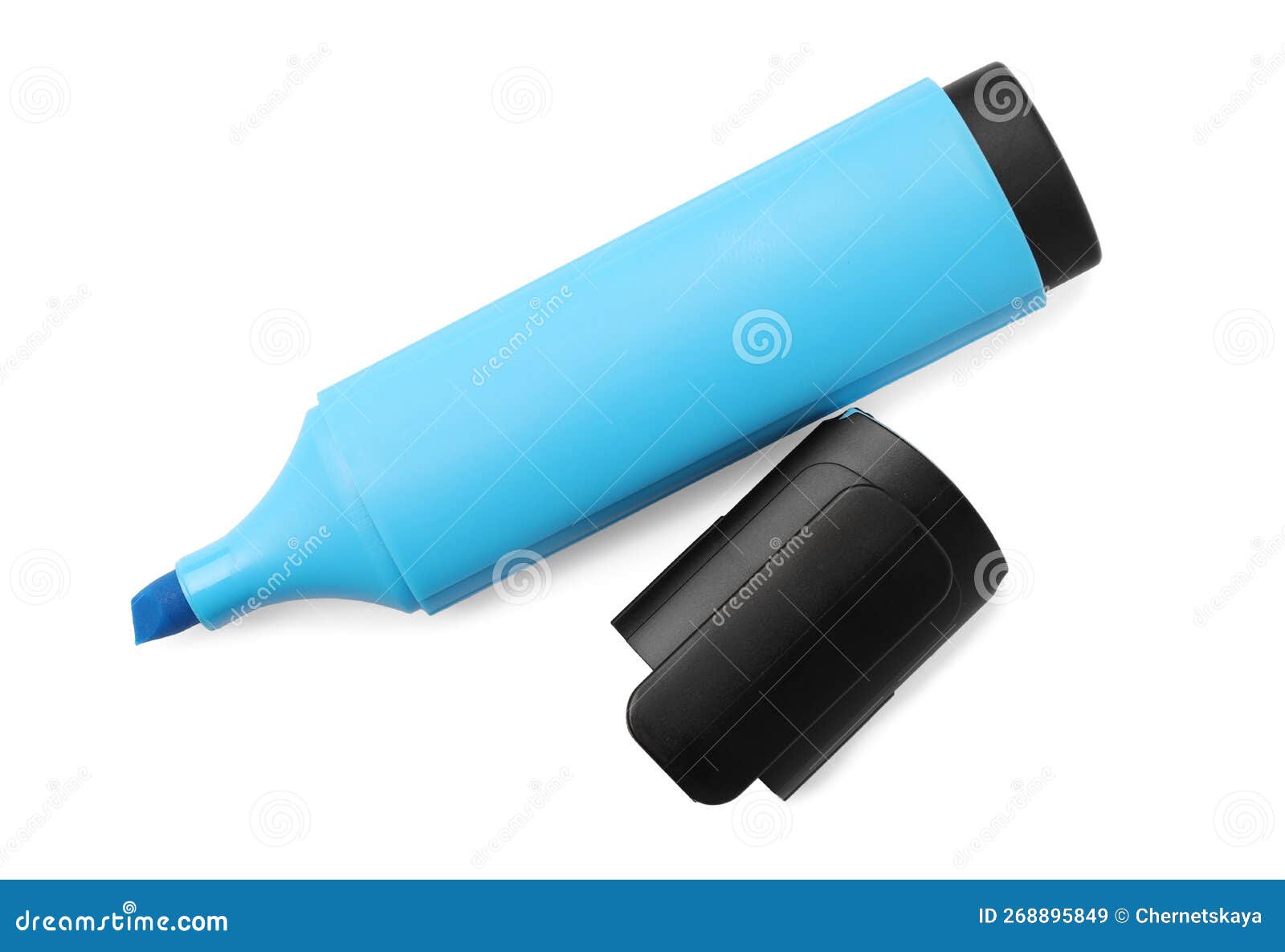 Bright Blue Marker Isolated on White, Top View Stock Image - Image of ...